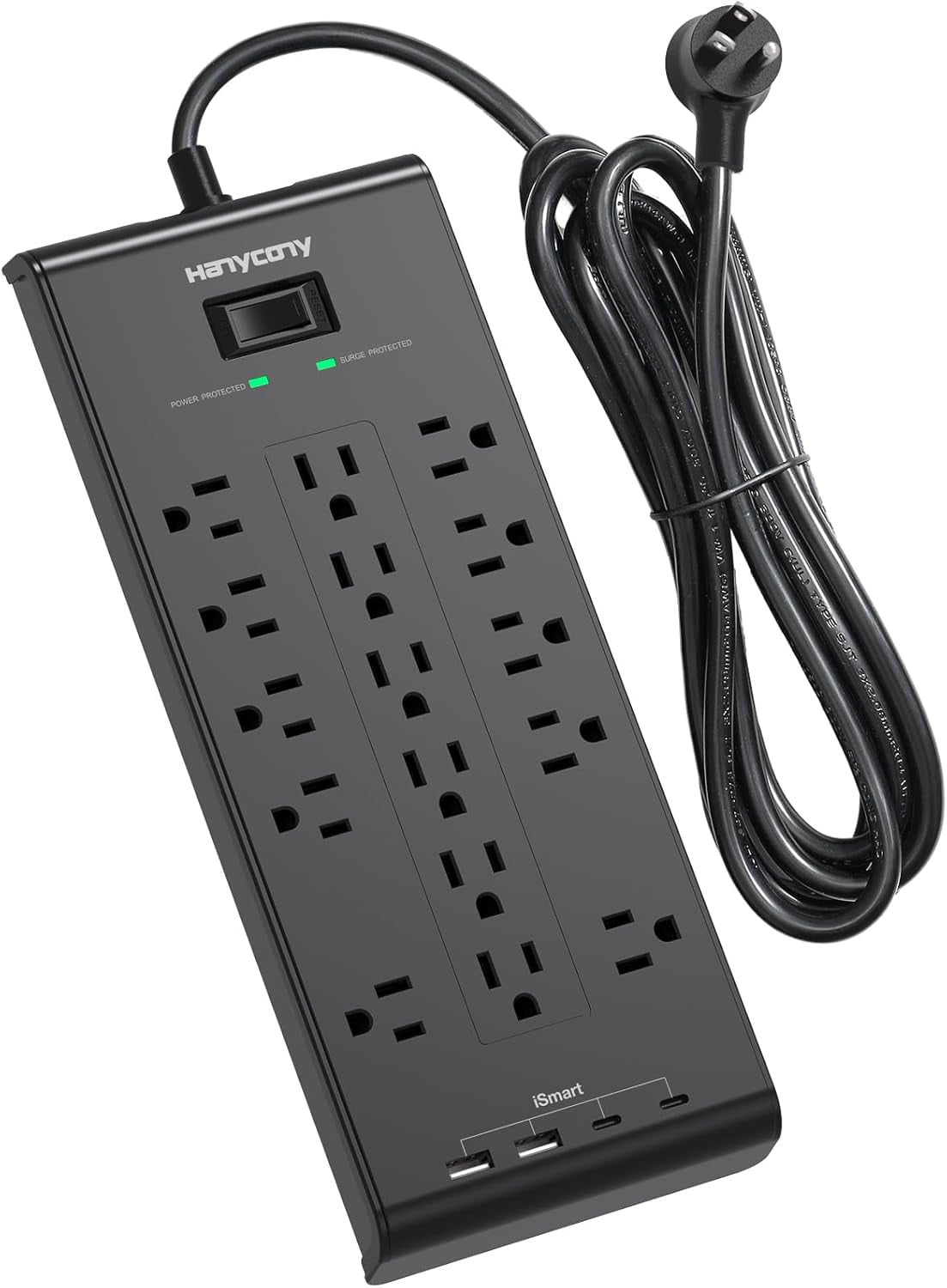 Sur Protector Power Strip 5 Ft Flat Plug Heavy Duty Extension Cord with ...