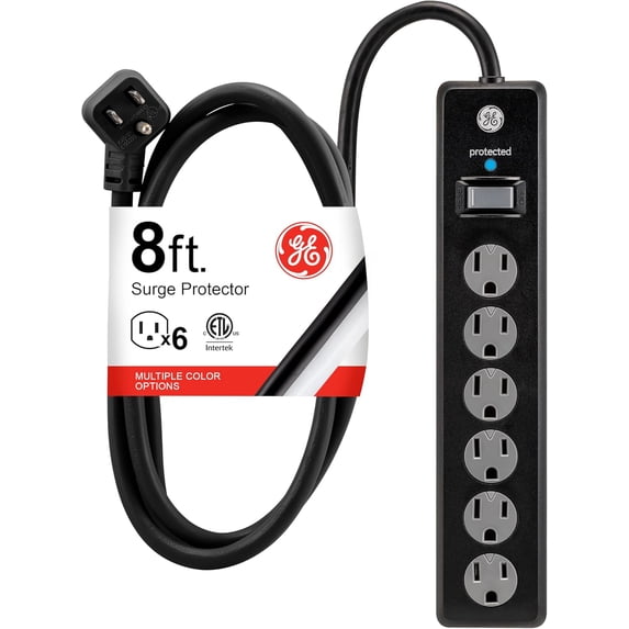 Sur Protector Power Strip, 8 Ft Extension Cord, 6 Outlet Extender, 1300 ...
