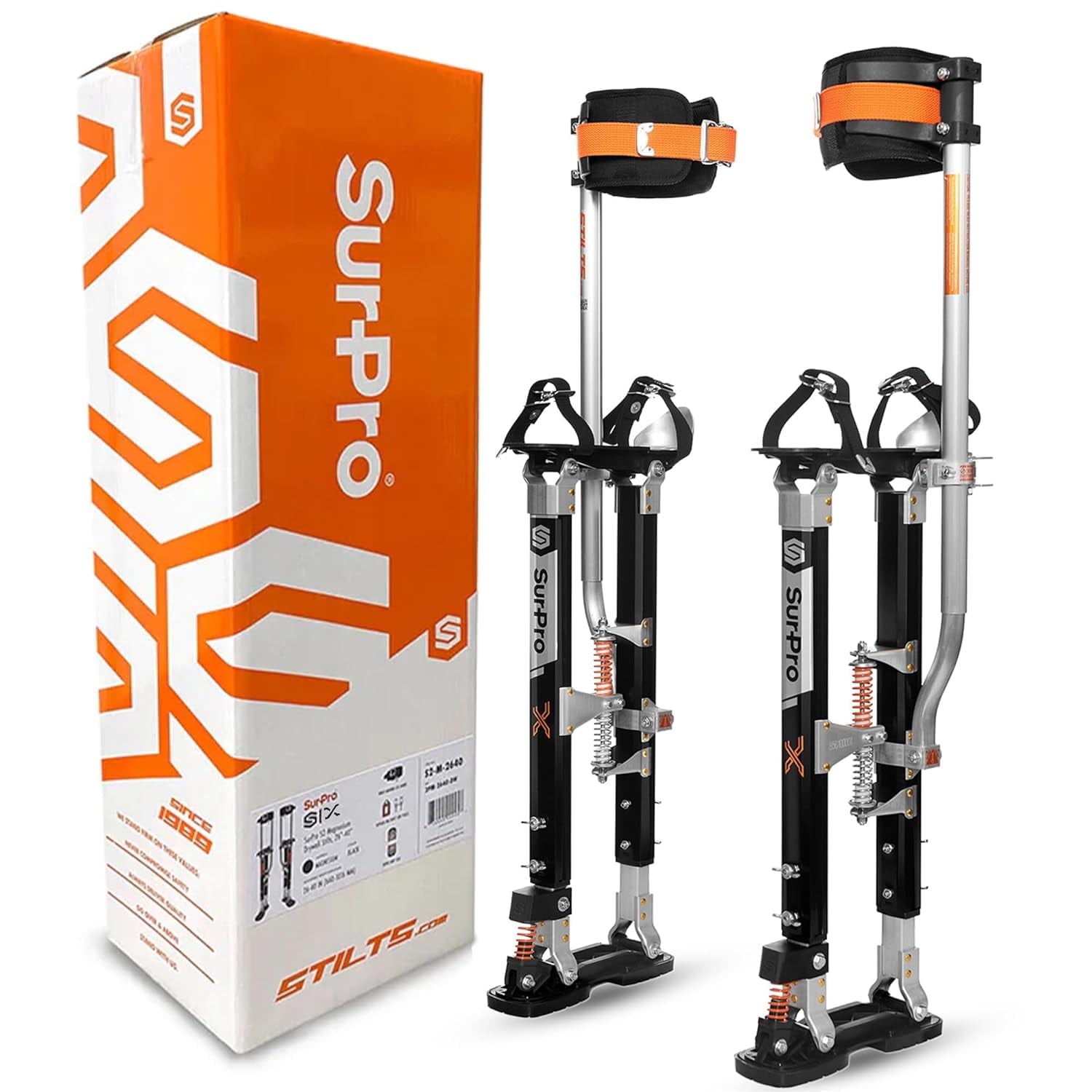 SurPro Single-Sided Drywall Stilts, Magnesium Base, 26” - 40” Height ...