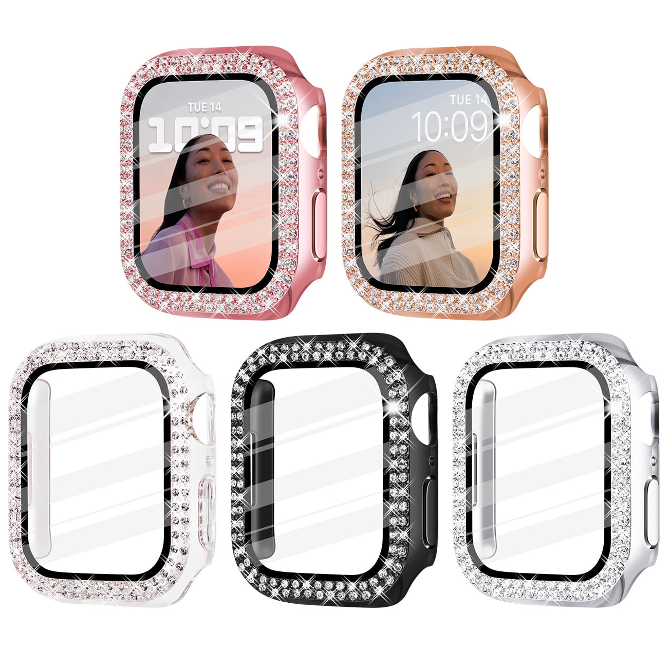 Surace Apple Watch Case Series 7 45mm Bling Rhinestone Plated Surface ...