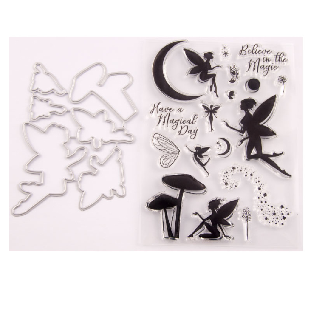 Surakey Fairy Maiden Transparent Stamp Die Cutting Die Embossing Carbon ...