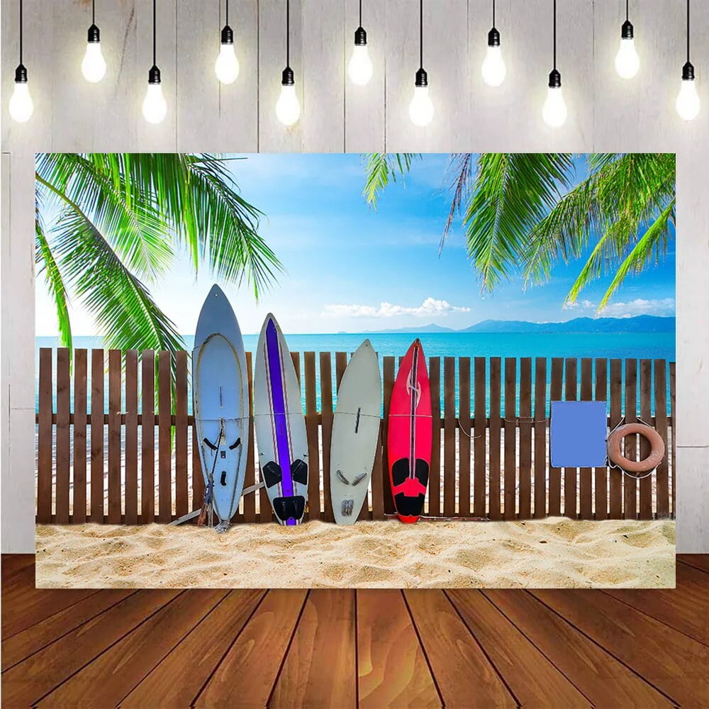 Surboard backdrop cocount tree summer beach background for photo booth ...