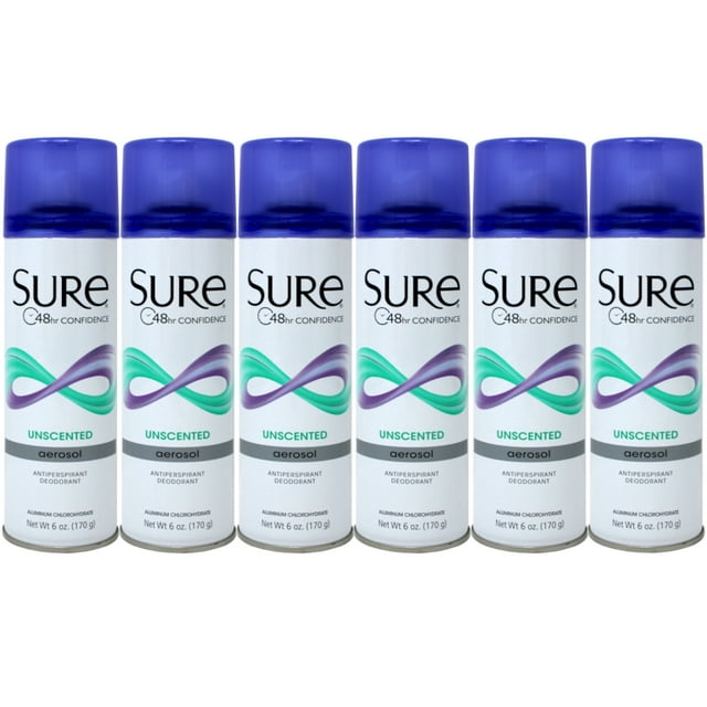 Sure Anti-Perspirant & Deodorant Aerosol Spray Unscented, 6 oz (Pack of ...