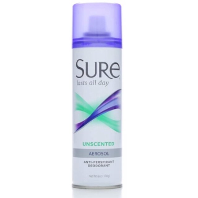 Sure Anti-Perspirant & Deodorant Aerosol, Unscented 6 oz (Pack of 2 ...
