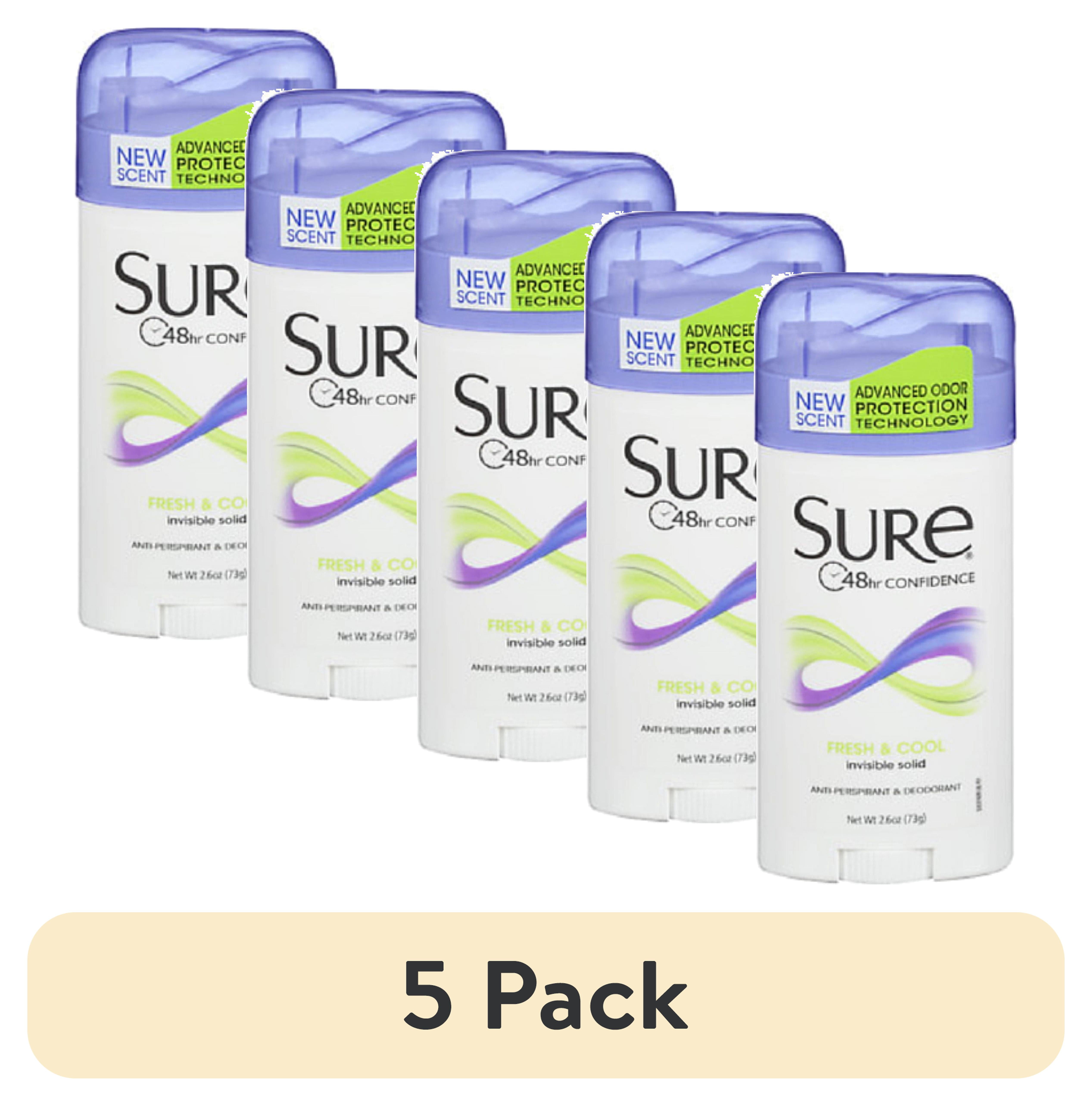 (5 pack) Sure Anti-Perspirant Deodorant, Fresh And Cool, 2.6 Oz ...