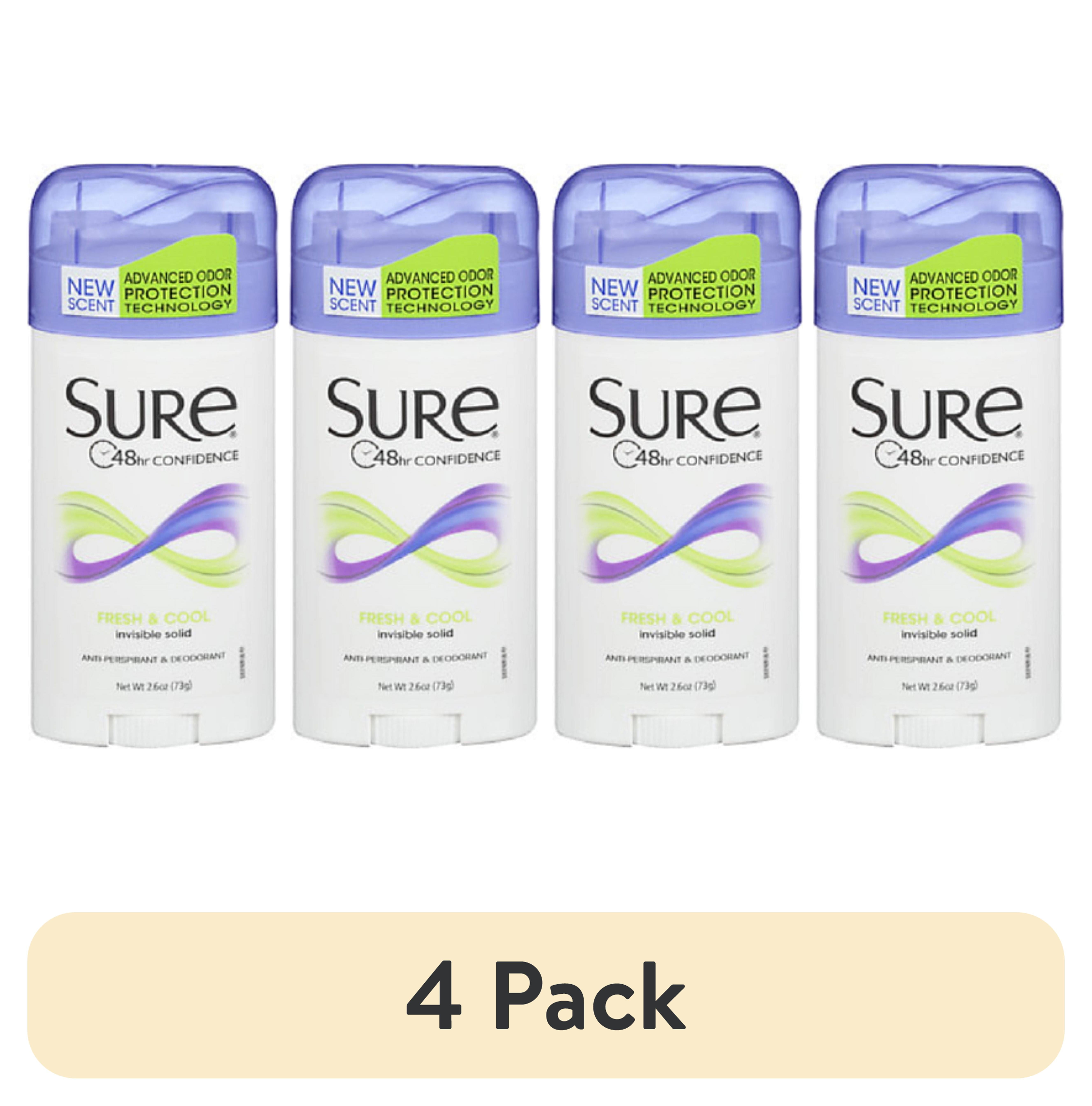 (4 pack) Sure Anti-Perspirant Deodorant, Fresh And Cool, 2.6 Oz ...
