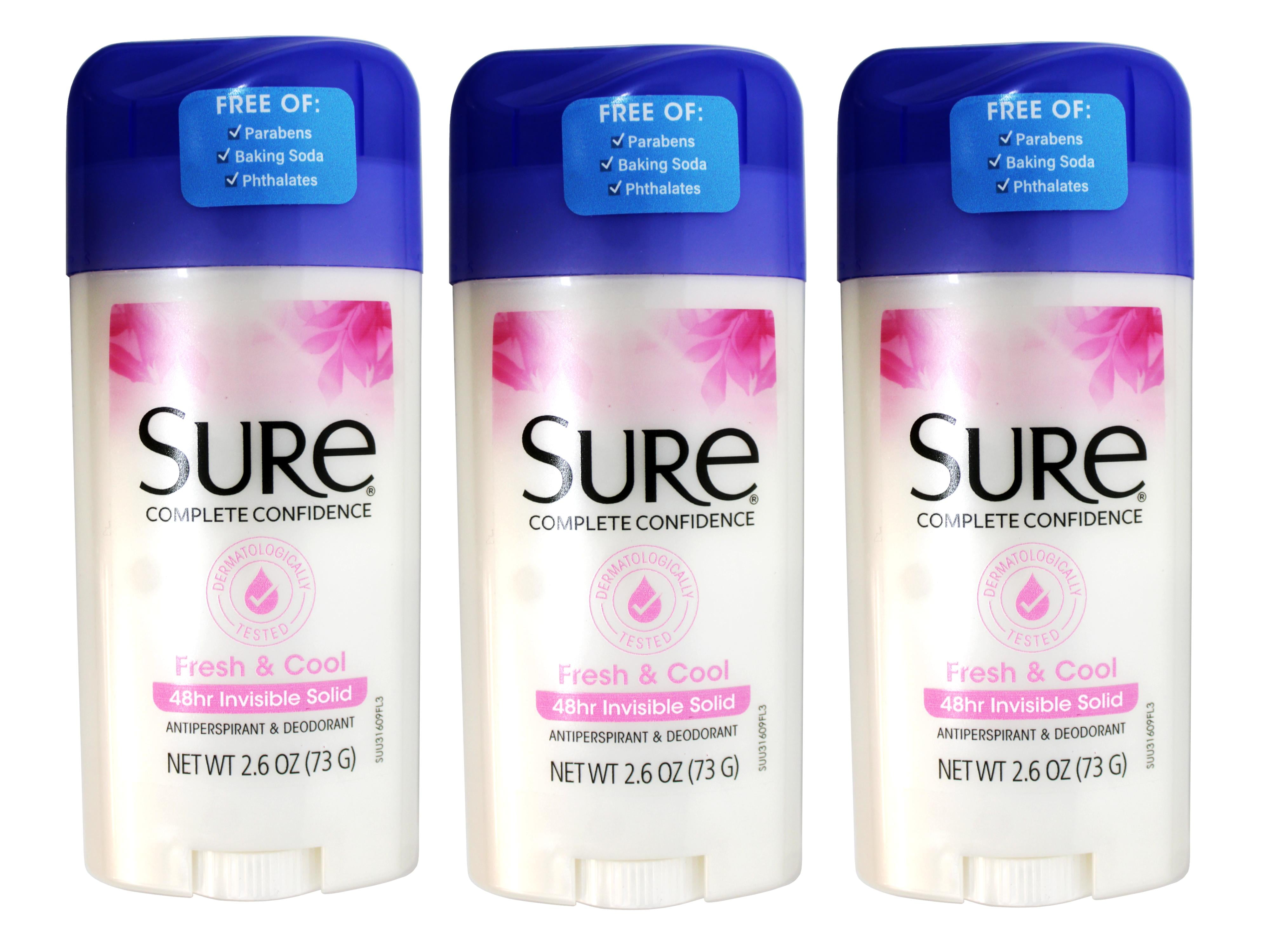 Sure Antiperspirant Deodorant, Fresh and Cool, 48-Hour Invisible Solid ...