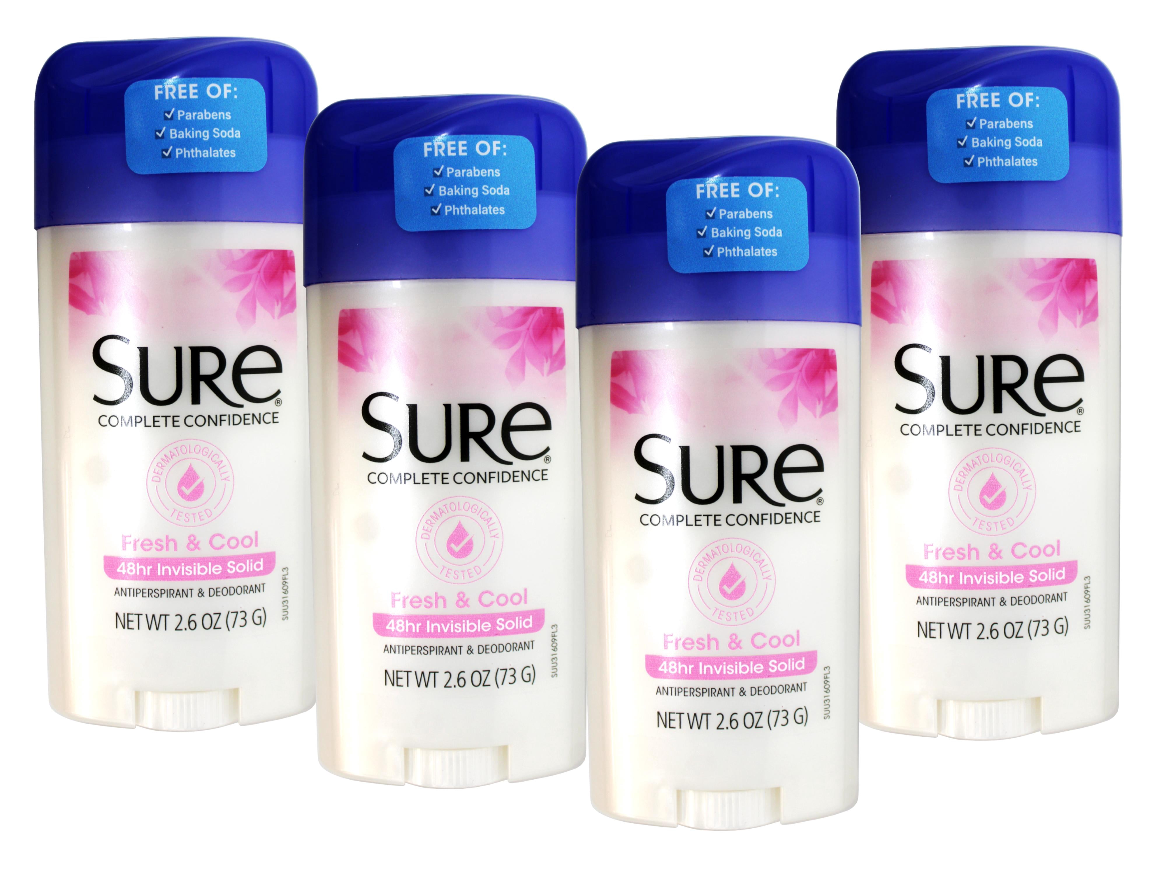 Sure Anti-Perspirant Stick Deodorant, Invisible Solid, Fresh & Cool, 48 ...