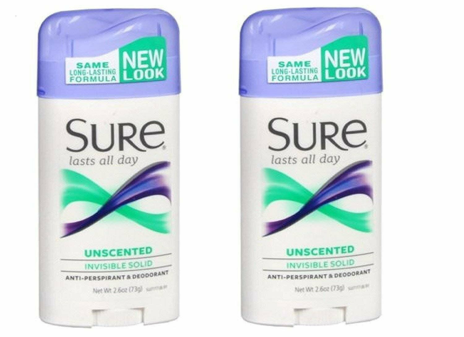 Sure Anti-Perspirant & Deodorant Invisible Solid Unscented 2.6 Ounce ...