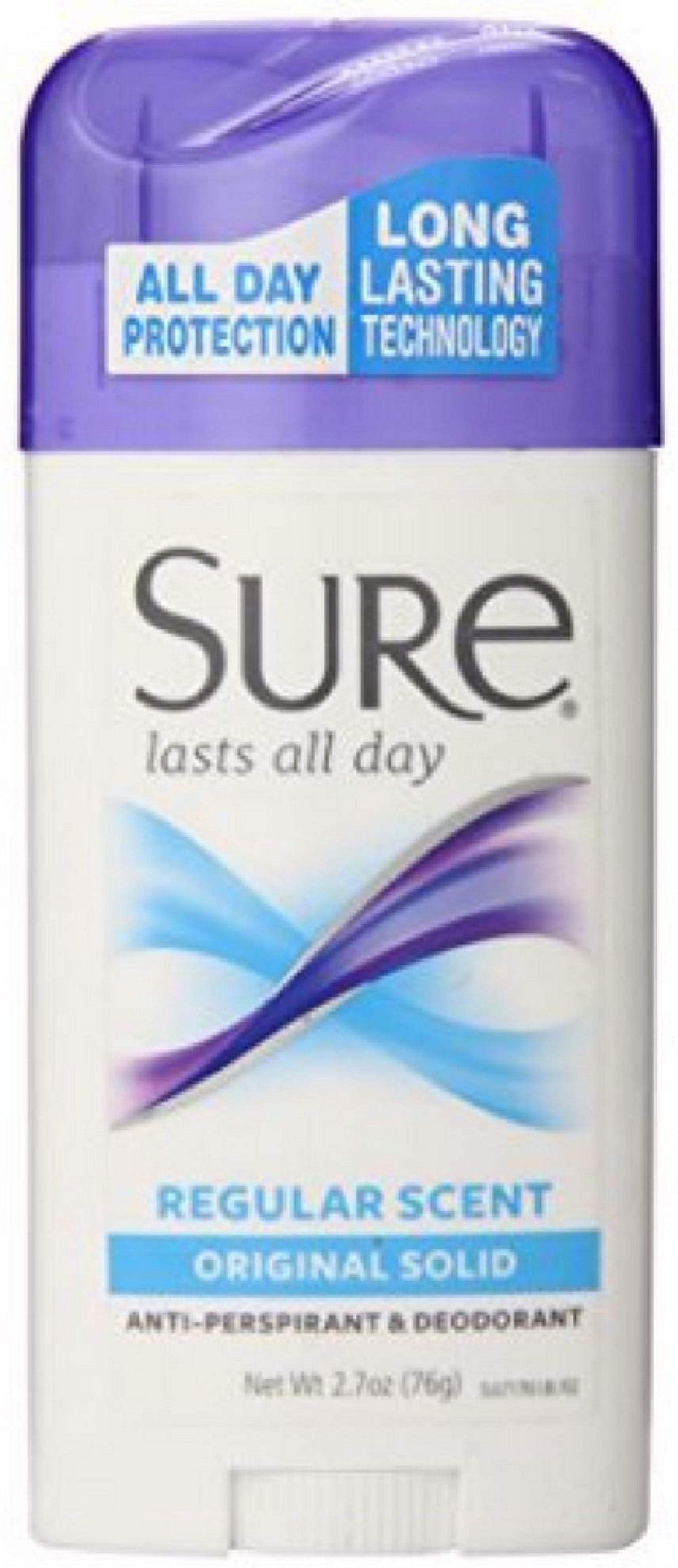Sure Anti-Perspirant Deodorant Solid, Regular Scent, 2.7 oz, Pack of 3 ...