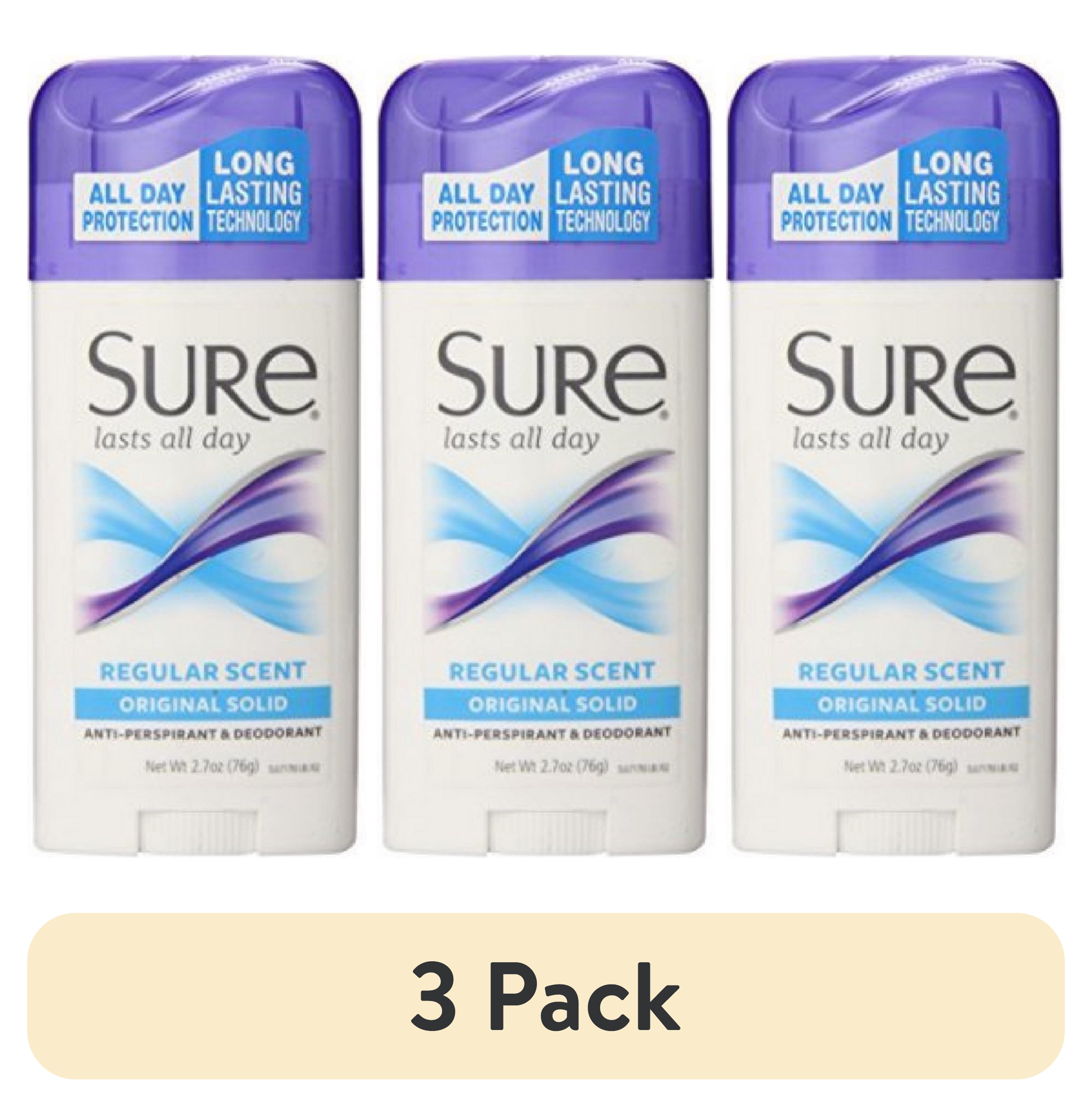 (3 pack) Sure Anti-Perspirant & Deodorant Original Solid, Regular Scent ...