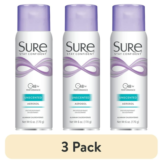 (3 pack) Sure Anti-Perspirant Deodorant Spray, Unscented, Women, 6 oz ...
