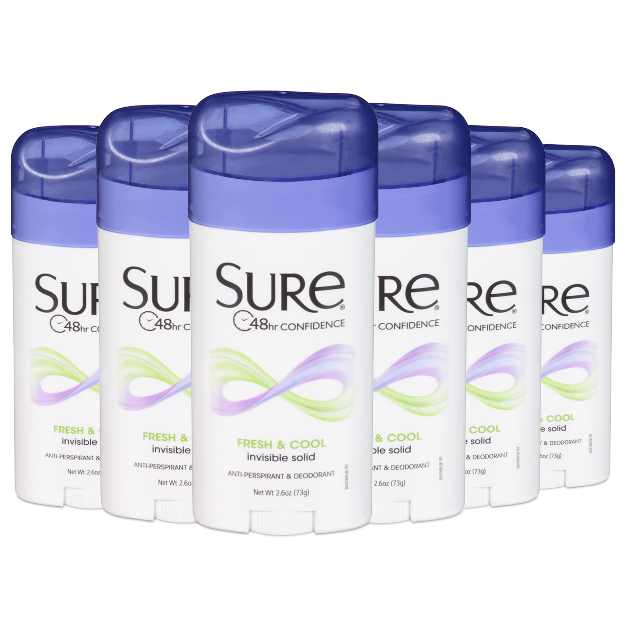 Sure Antiperspirant Deodorant, Solid, Fresh and Cool, 2.6 oz, (6 Pack ...