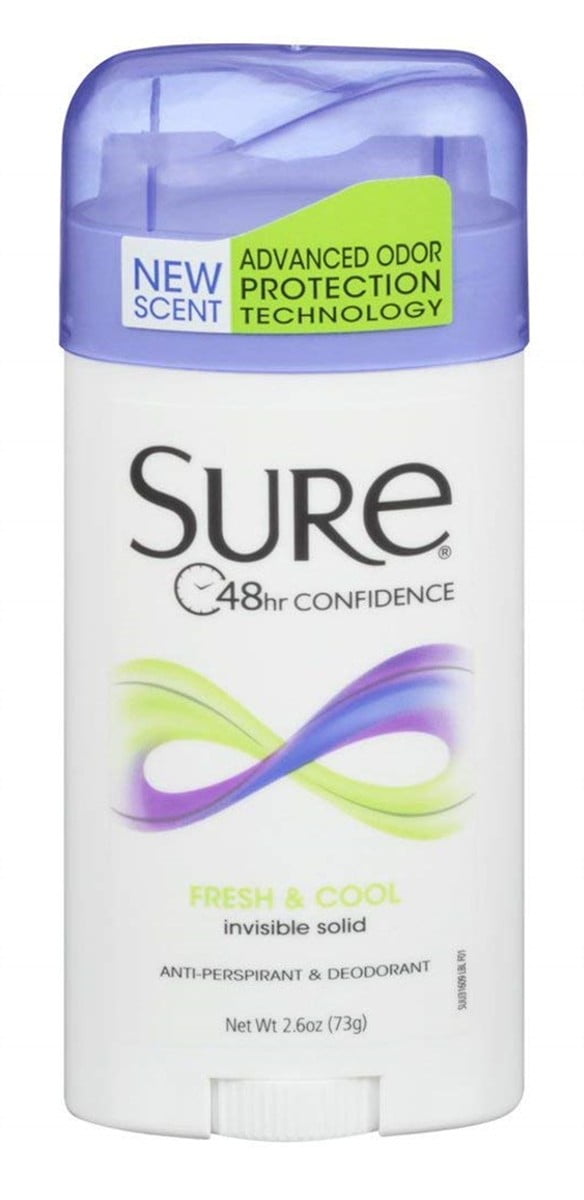 Sure Deodorant 2.6oz Invisible Solid Fresh And Cool (Pack of 2 ...