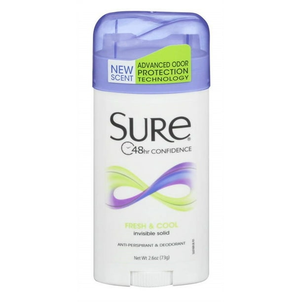 Sure Deodorant 2.6oz Invisible Solid Fresh And Cool (Pack of 2 ...