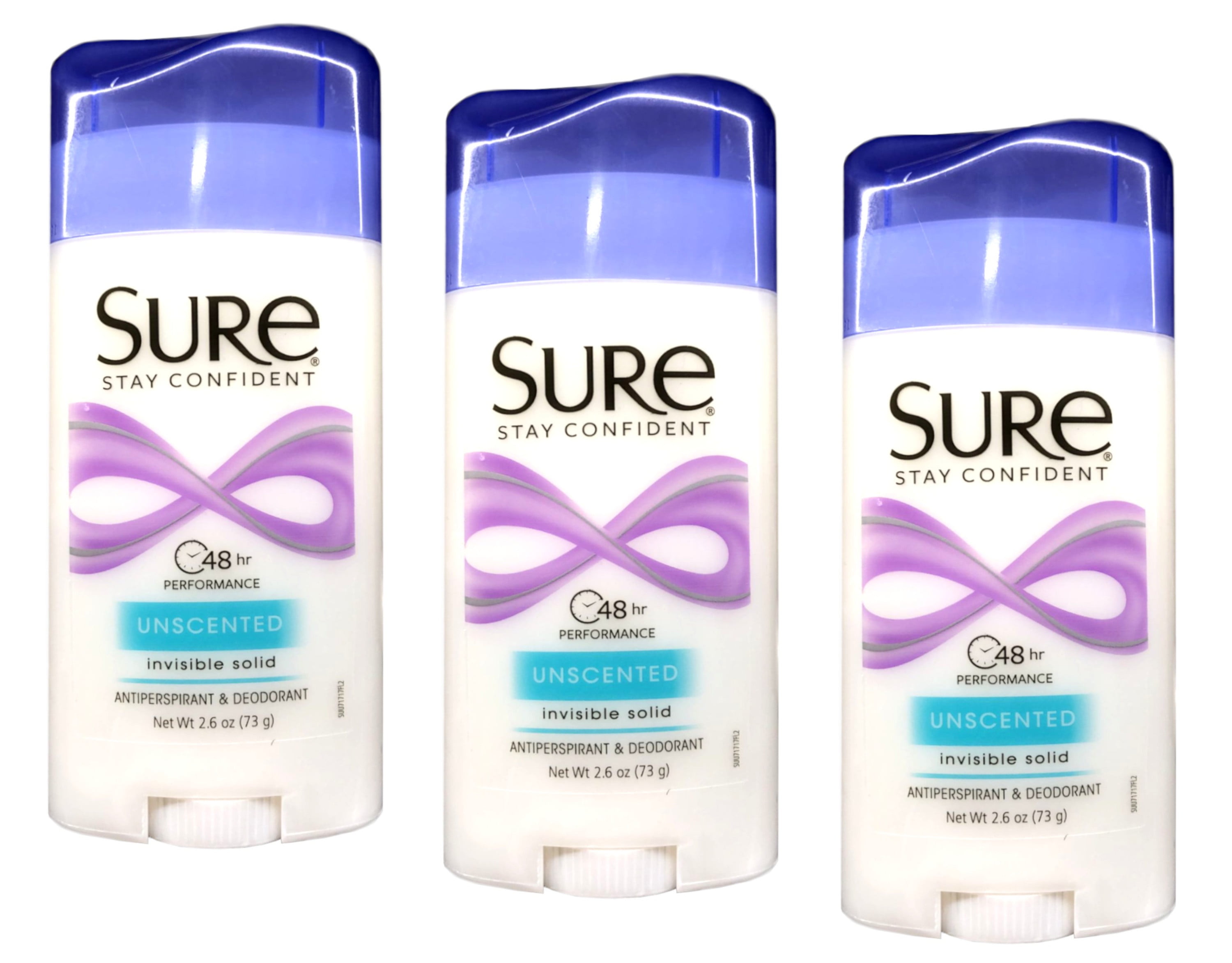 Sure Deodorant 2.6oz Invisible Solid Unscented (3 Pack) - Walmart.com