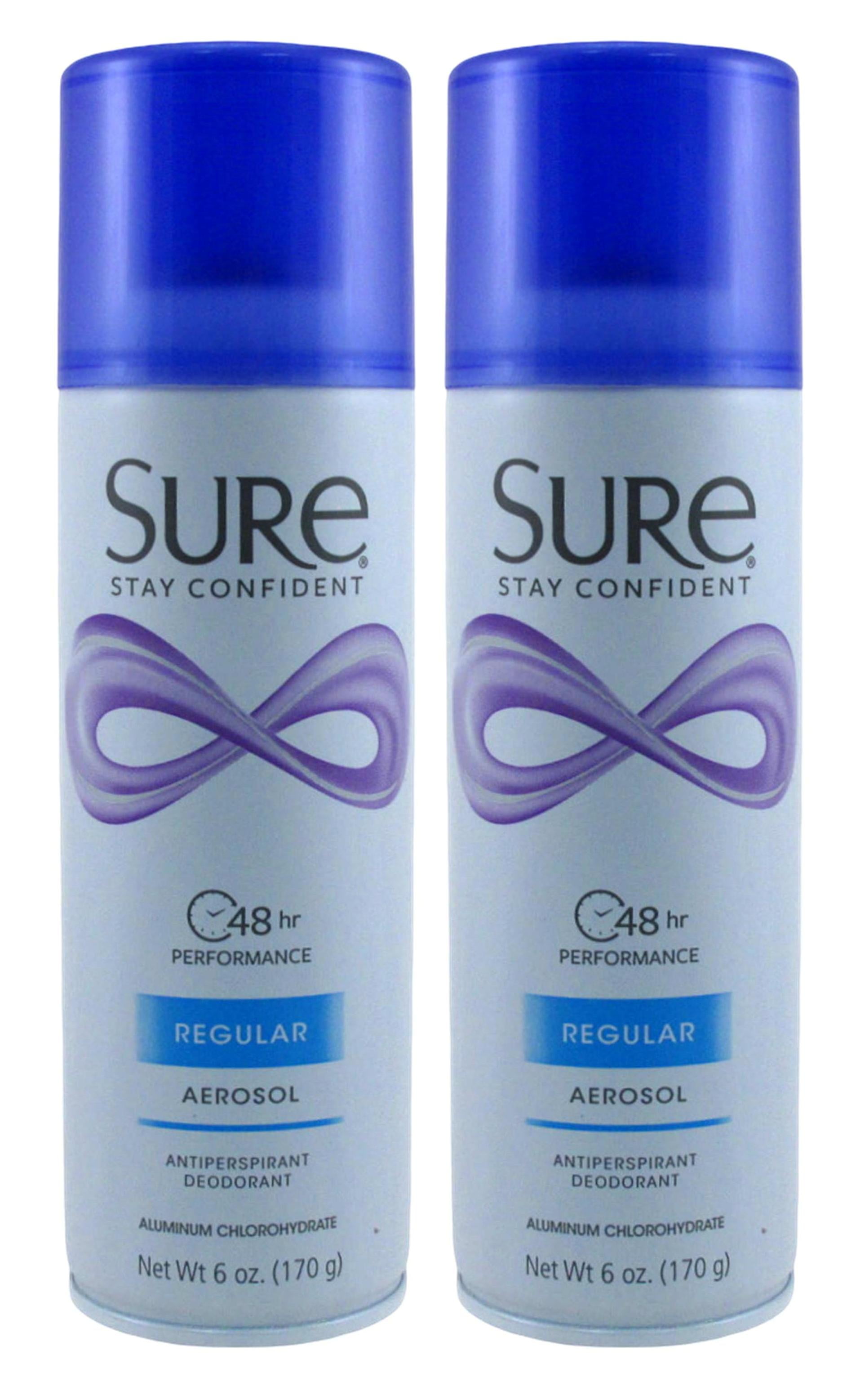 Sure Deodorant 6oz Aerosol Regular Scent (Pack of 2) - Walmart.com