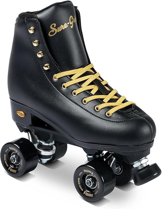 Sure-Grip Fame Black & Gold Unisex Indoor Roller Skates - Walmart.com