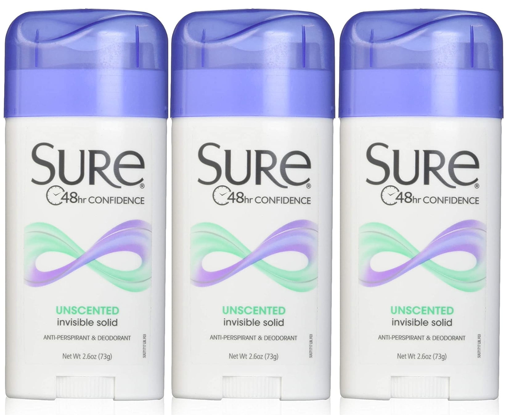 Sure Invisible Solid Deodorant, Unscented, Antiperspirant Protection, 2 ...