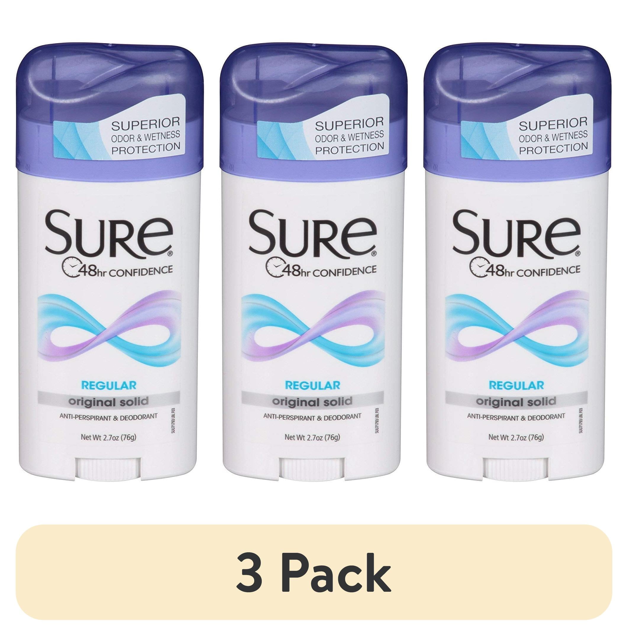 (3 pack) Sure Invisible Solid Anti-Perspirant and Deodorant Regular ...