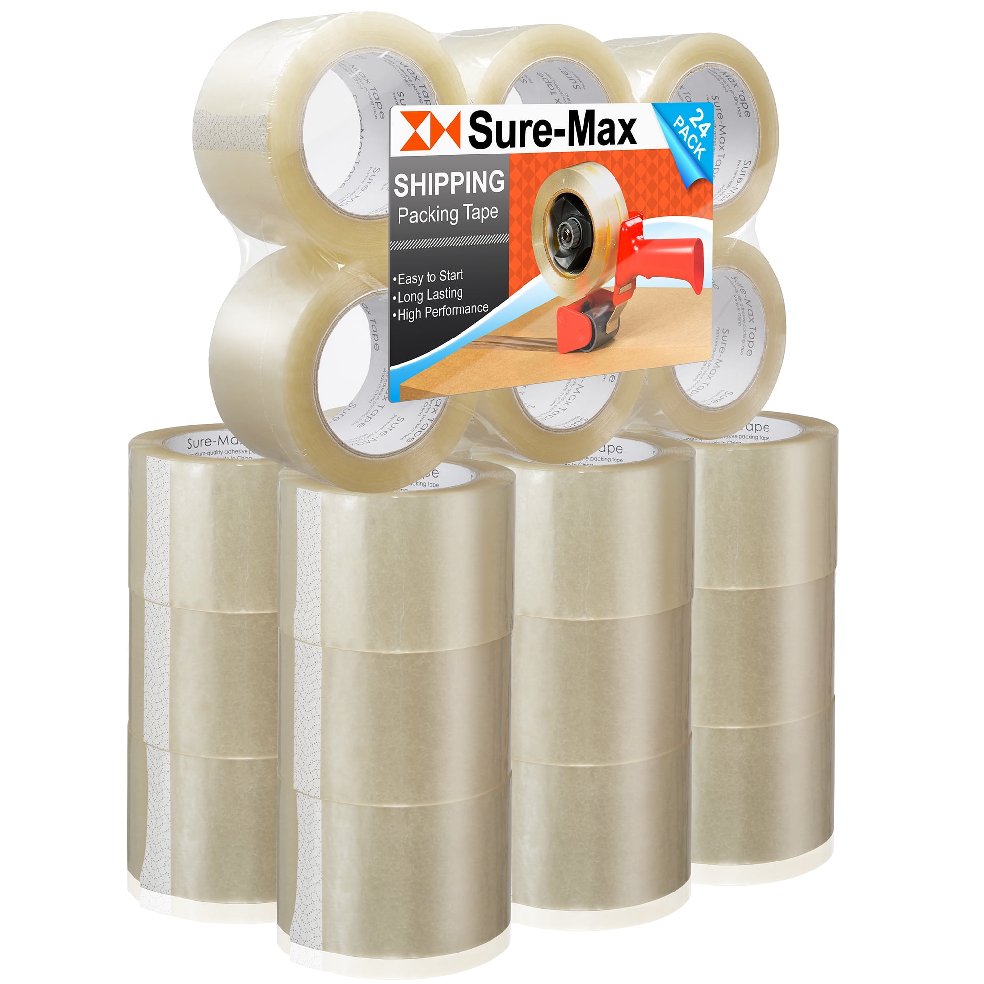 "Sure-Max 24 Rolls Heavy Duty Packing Tape (3"" x 110 yard) - Strong ...