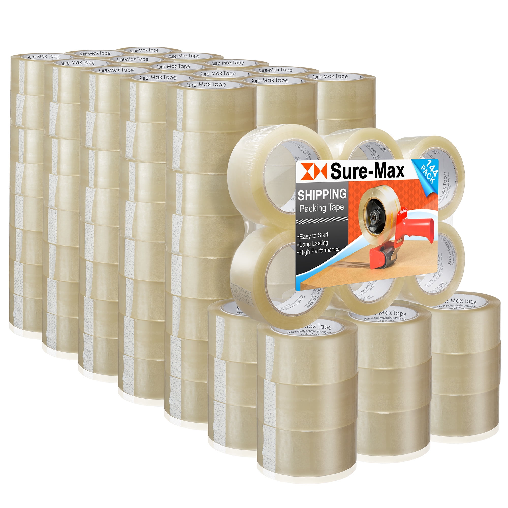 Sure-Max Heavy-Duty Clear Packing Tape for Moving, Wrapping Boxes - 1.8 ...