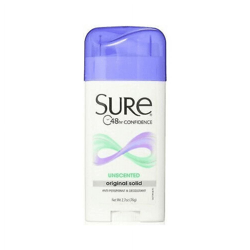 Sure Original Solid Anti-Perspirant Deo Odor Protection Unscented, 2.7 ...