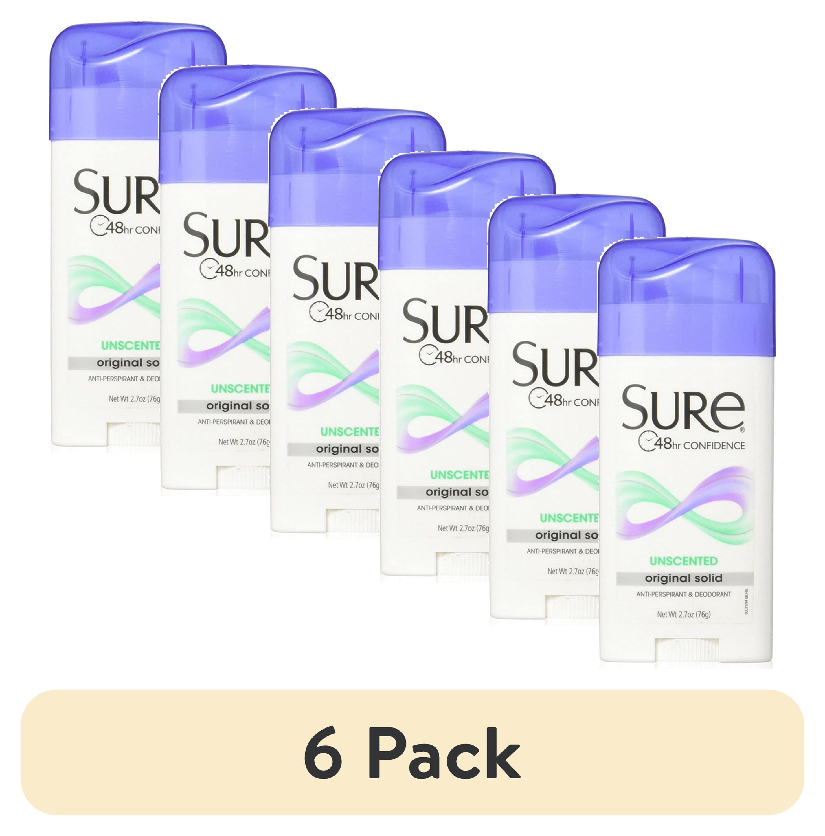 (6 pack) Sure Original Solid Antiperspirant & Deodorant Unscented 2.7oz ...