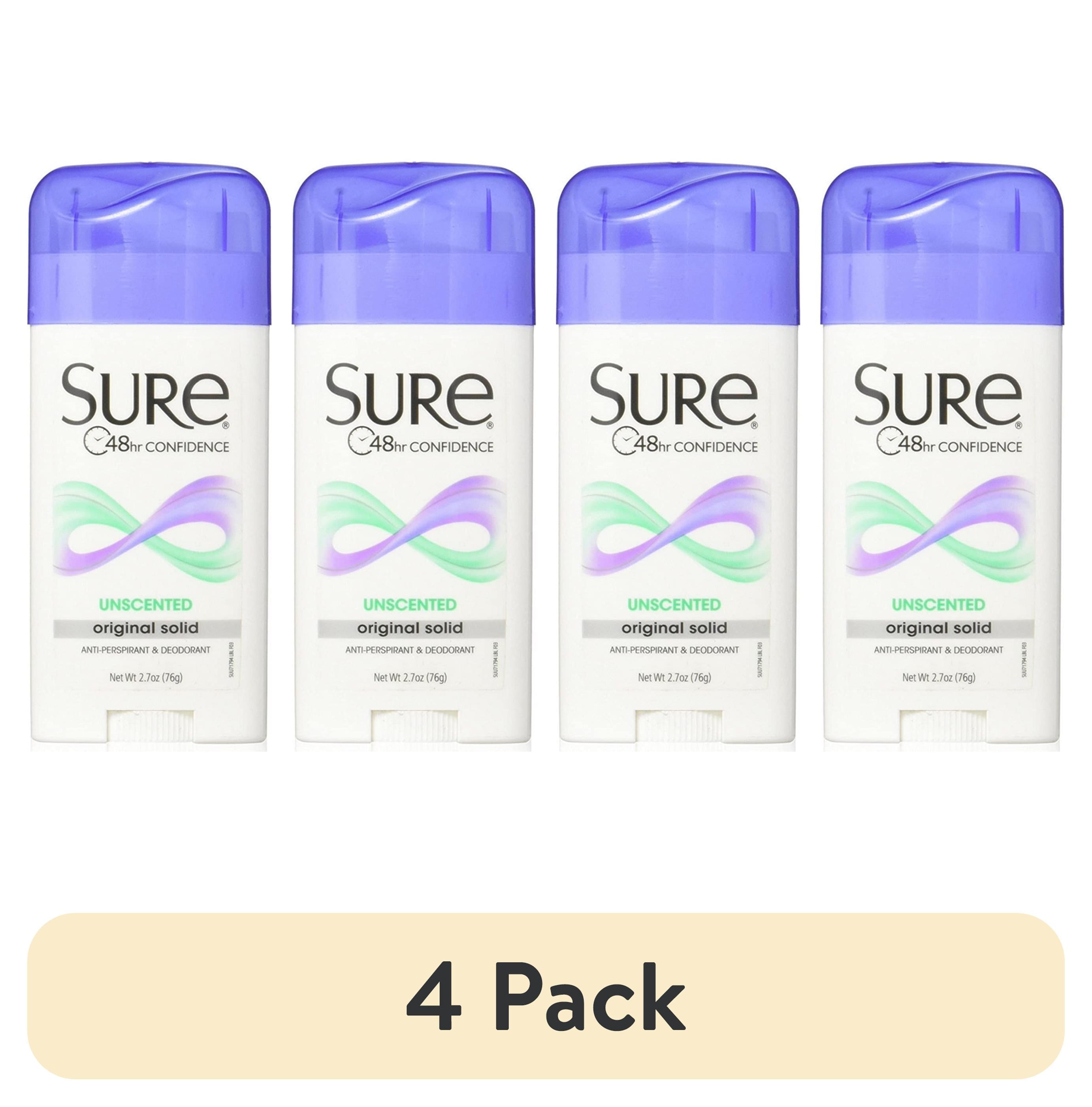 (4 pack) Sure Original Solid Antiperspirant & Deodorant Unscented 2.7oz ...