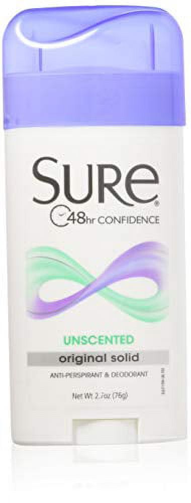 Sure Original Solid Unscented, Anti-Perspirant Deodorant 2.70 oz (Pack ...