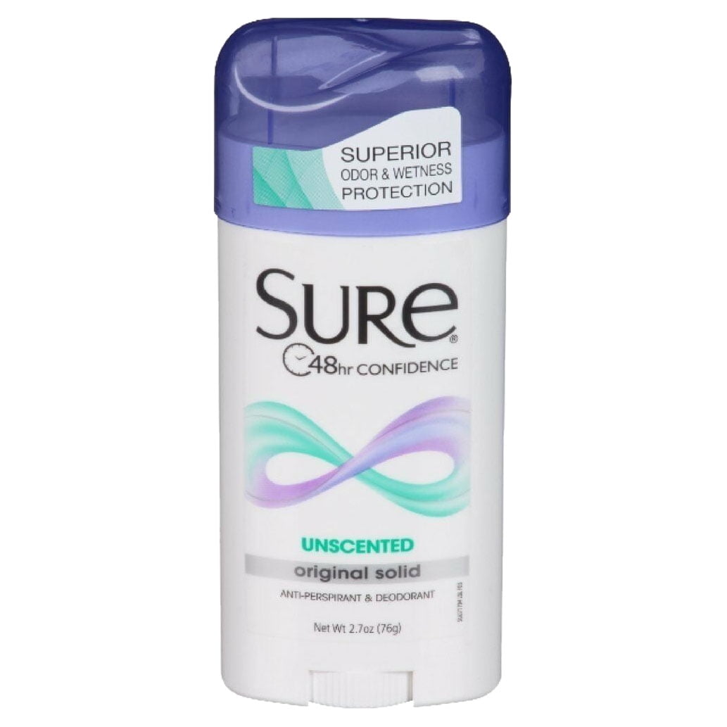 Sure Deodorant Unscented Invisible Solid, Long-Lasting Protection, 2.70 ...