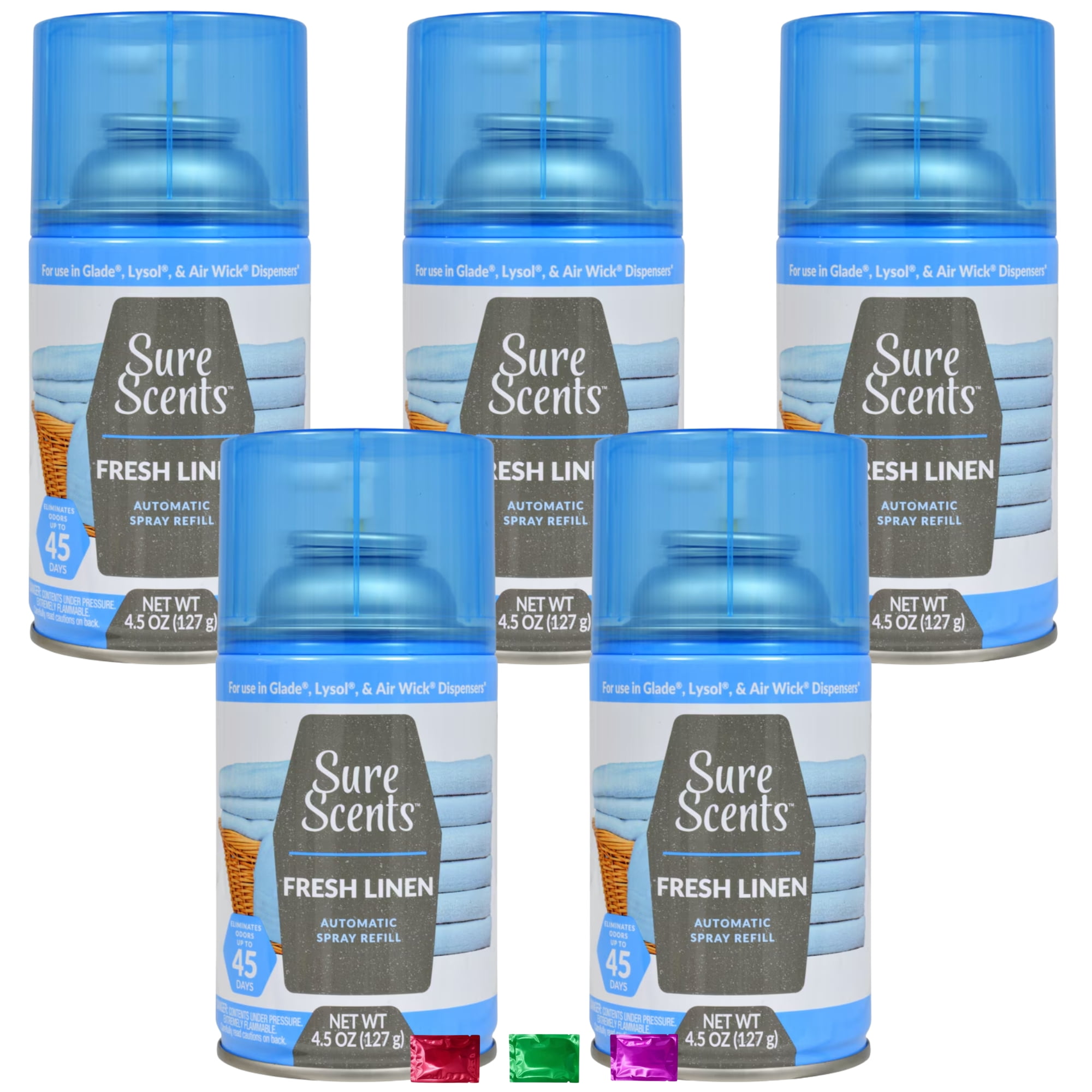 Sure Scents Fresh Linen Automatic Spray Refills 4.5 Oz 5 Pack, Odor ...