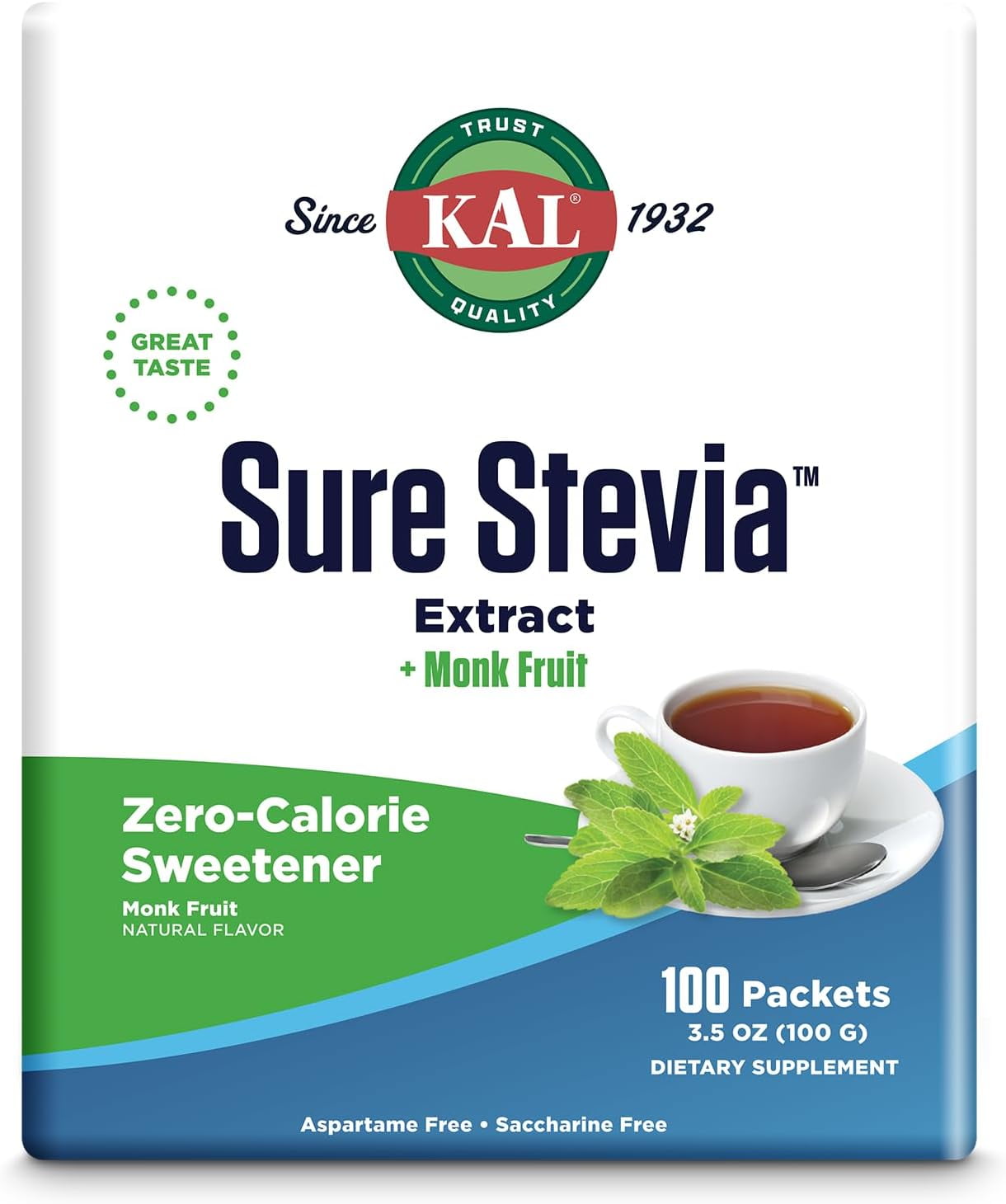 Sure Stevia Plus Monk Fruit Sweetener - Great Tasting, Zero Calorie ...