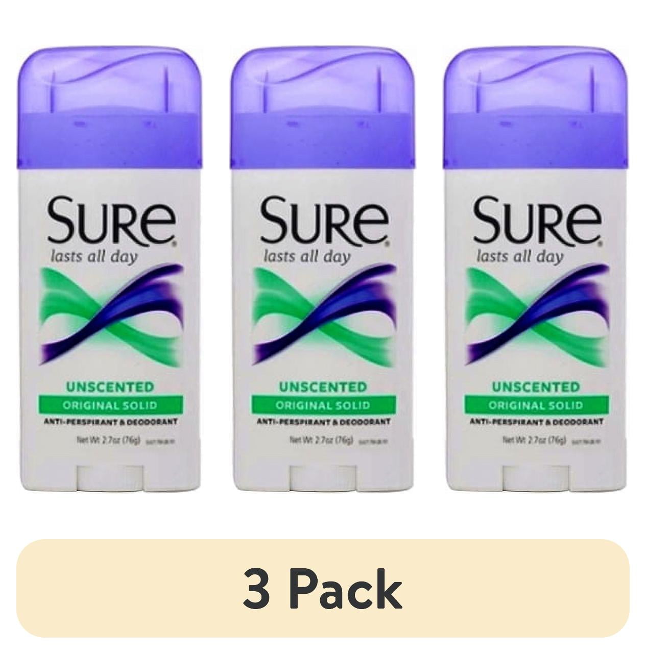 (3 pack) Sure Wide Solid Anti-Perspirant And Deodorant, Unscented - 2.7 ...