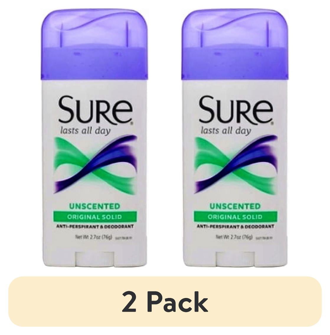 (2 pack) Sure Wide Solid Anti-Perspirant And Deodorant, Unscented - 2.7 ...