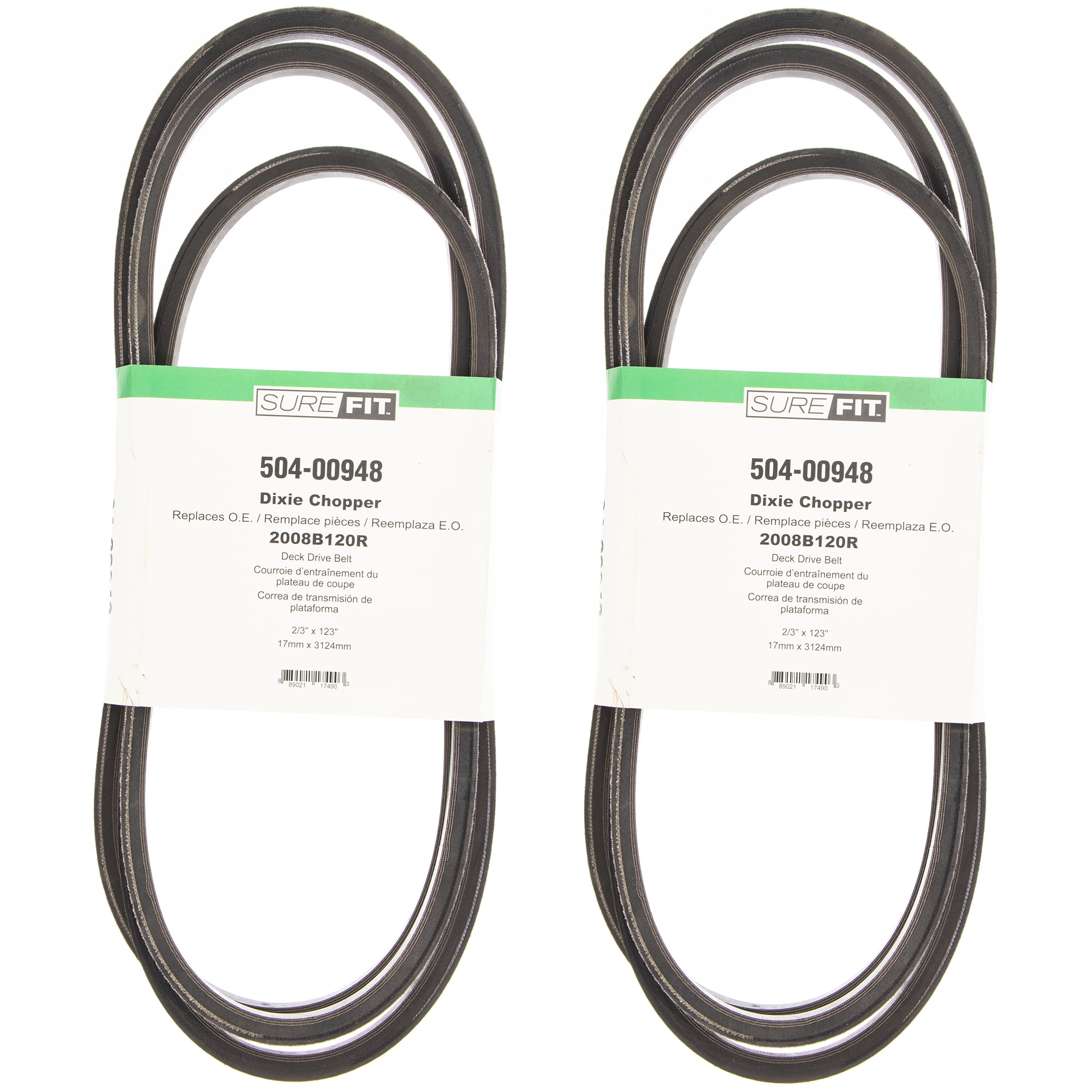 SureFit 56" Deck Drive Belt 2008B120R Dixie Chopper Xcaliber 56" Cut ...