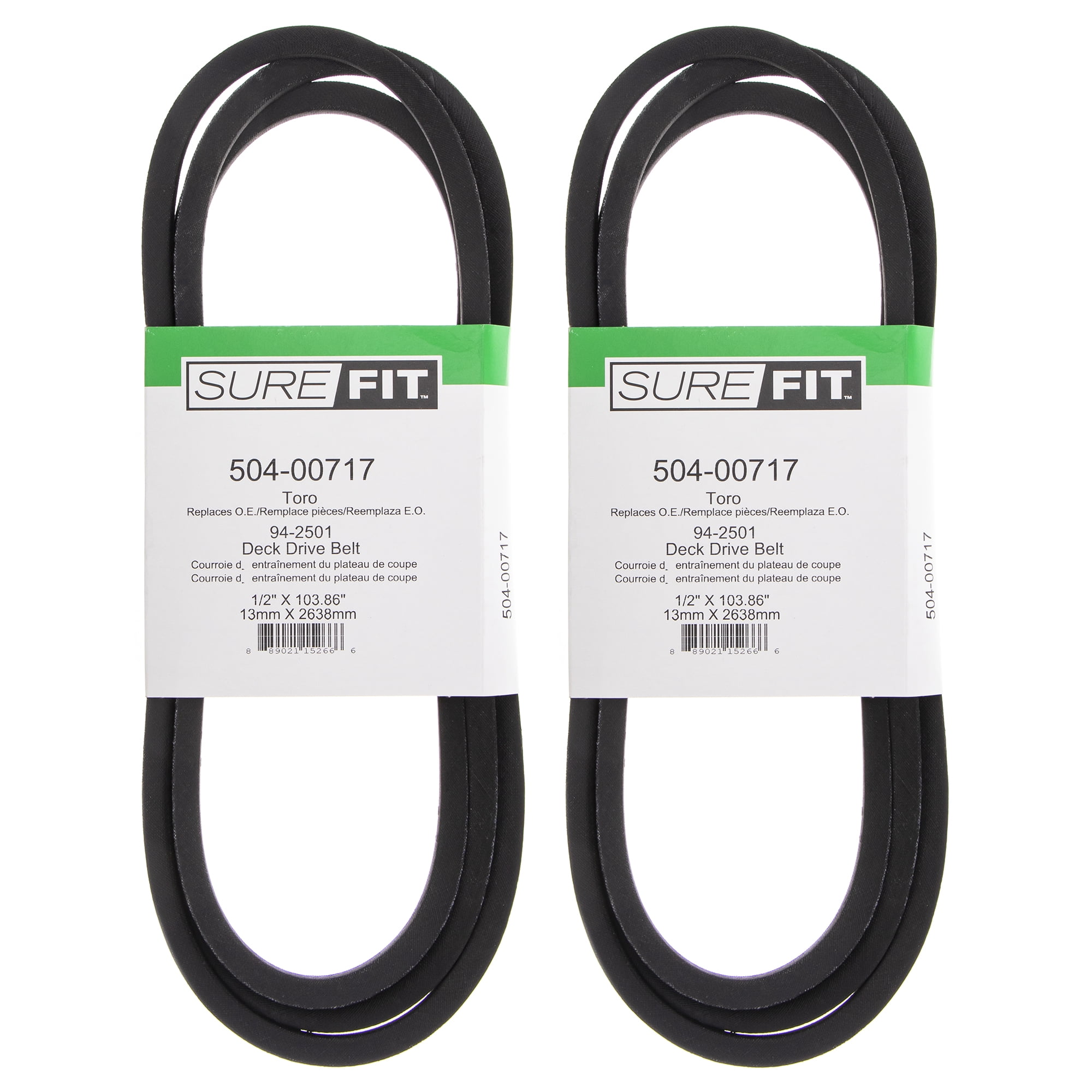 SureFit Deck Drive Belt 94-2501 Toro 42" 48" 52" 300 GT Recycler 260 Mowers 2PK - Walmart.com