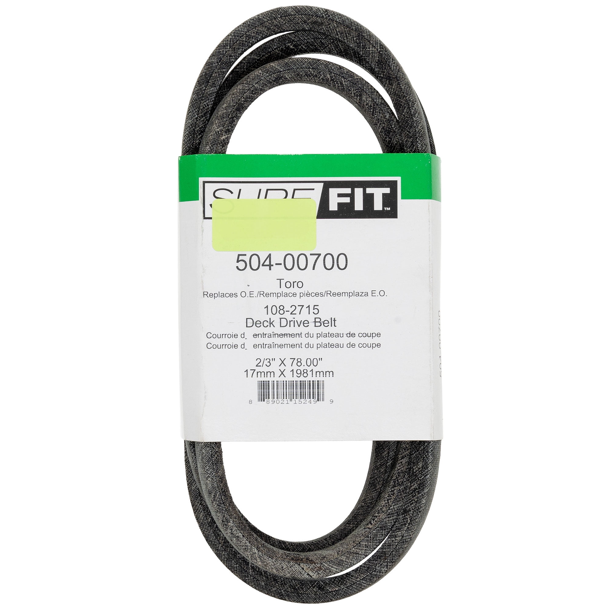 SureFit Deck Drive Belt for Toro 108-2715 48" Turbo Force Commercial ...