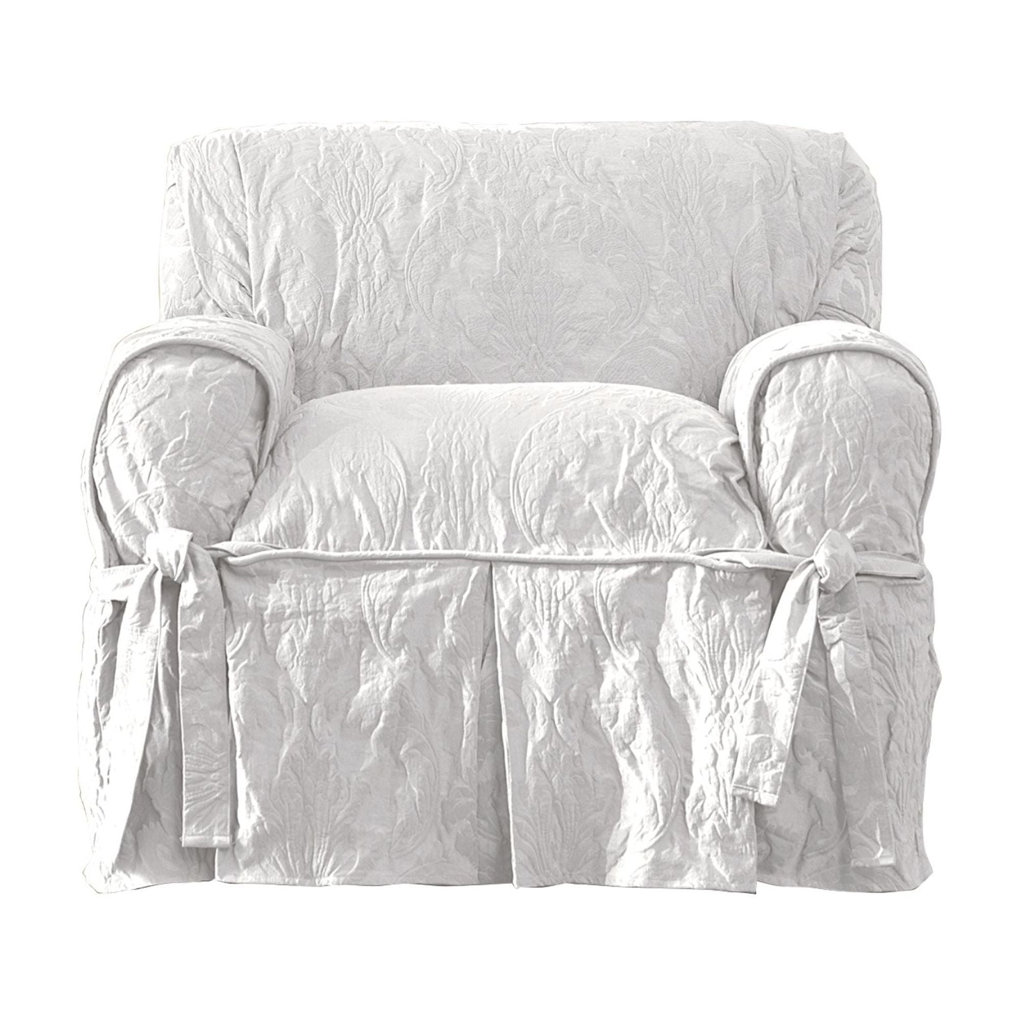 SureFit Matelasse Damask Chair Slipcover, Furniture Cover for Chair ...