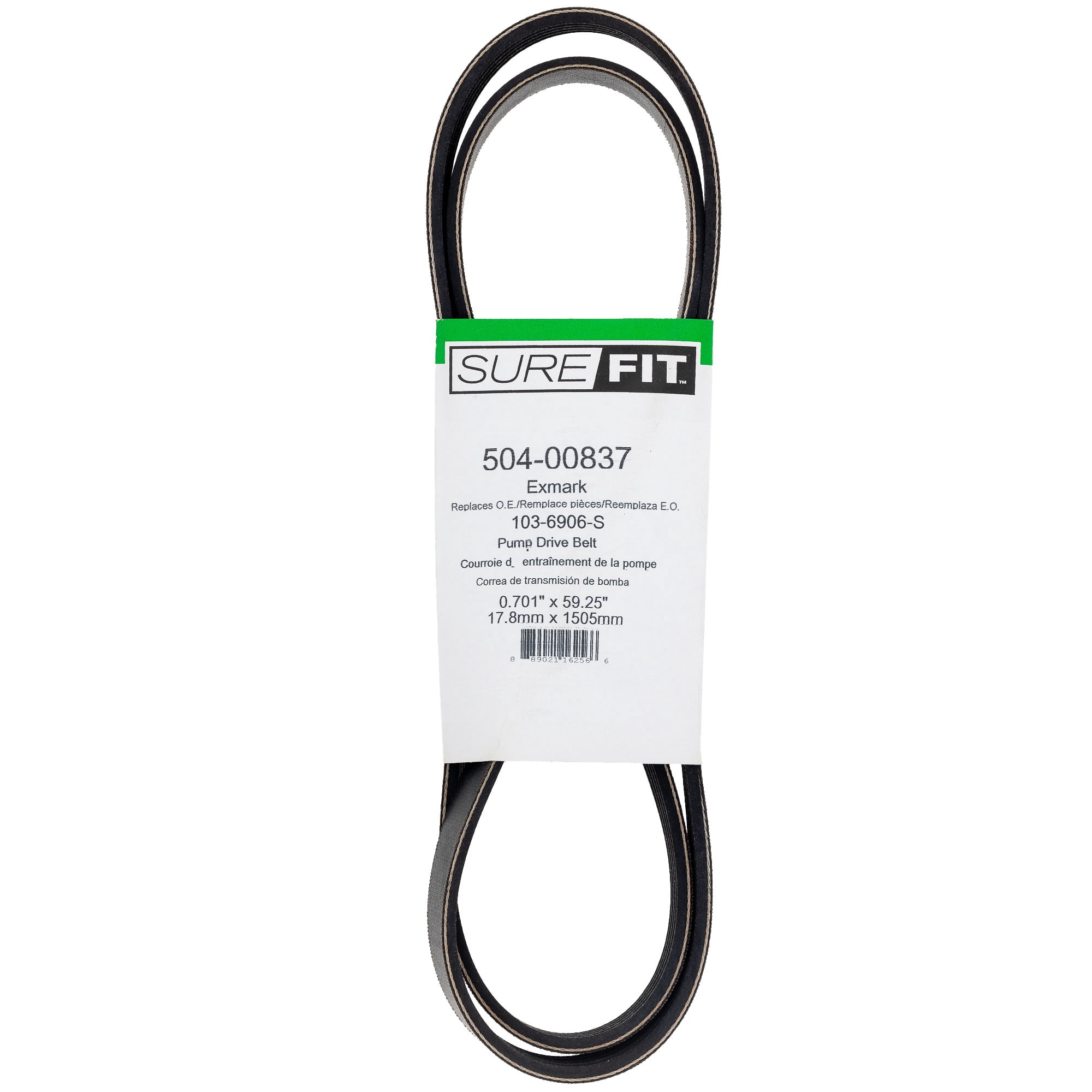 SureFit Pump Drive Belt 103-6906 103-6906-S Exmark 52" 60" 72" Lazer Z ...