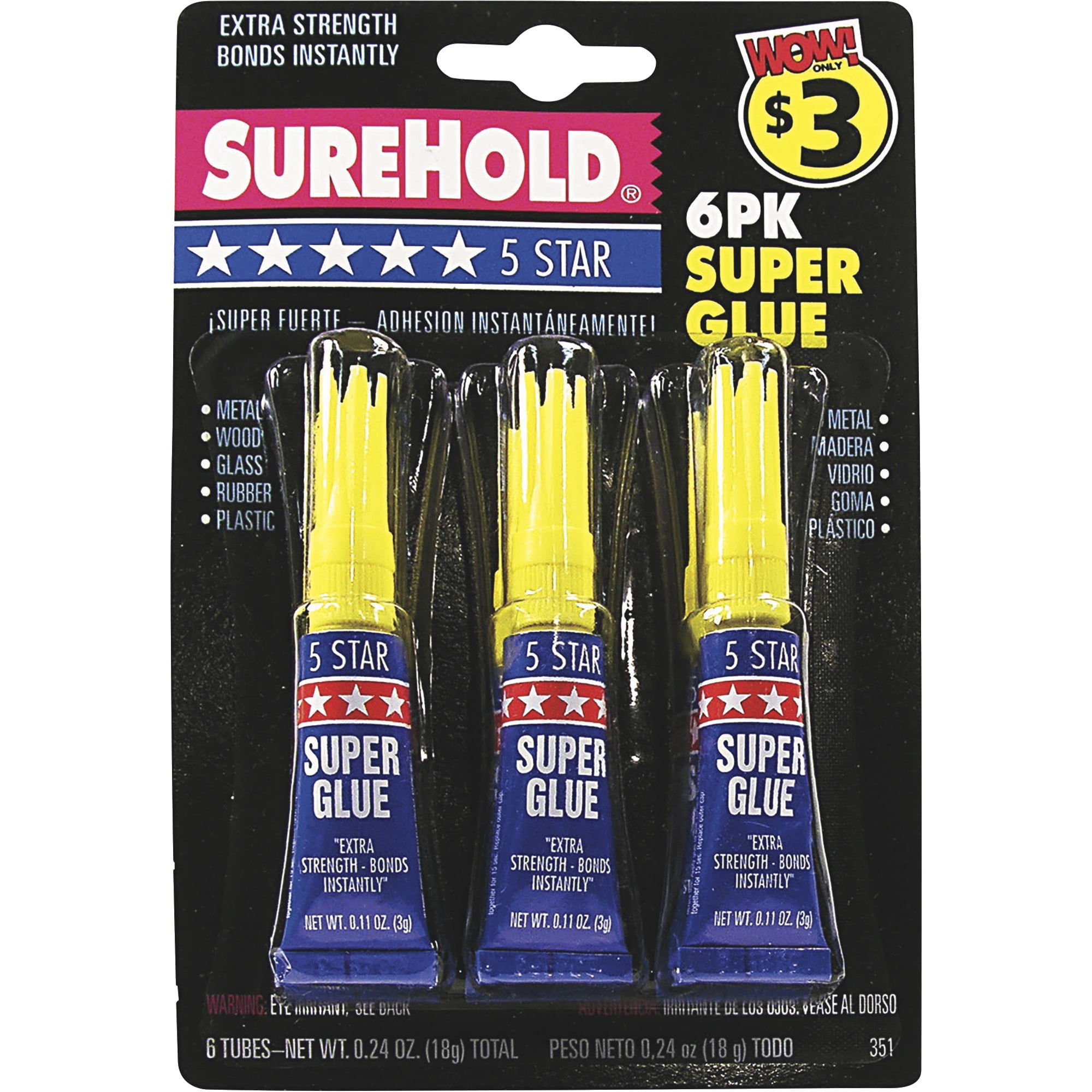 SureHold Super Glue, Six 0.10-Oz. Tubes - Walmart Business Supplies