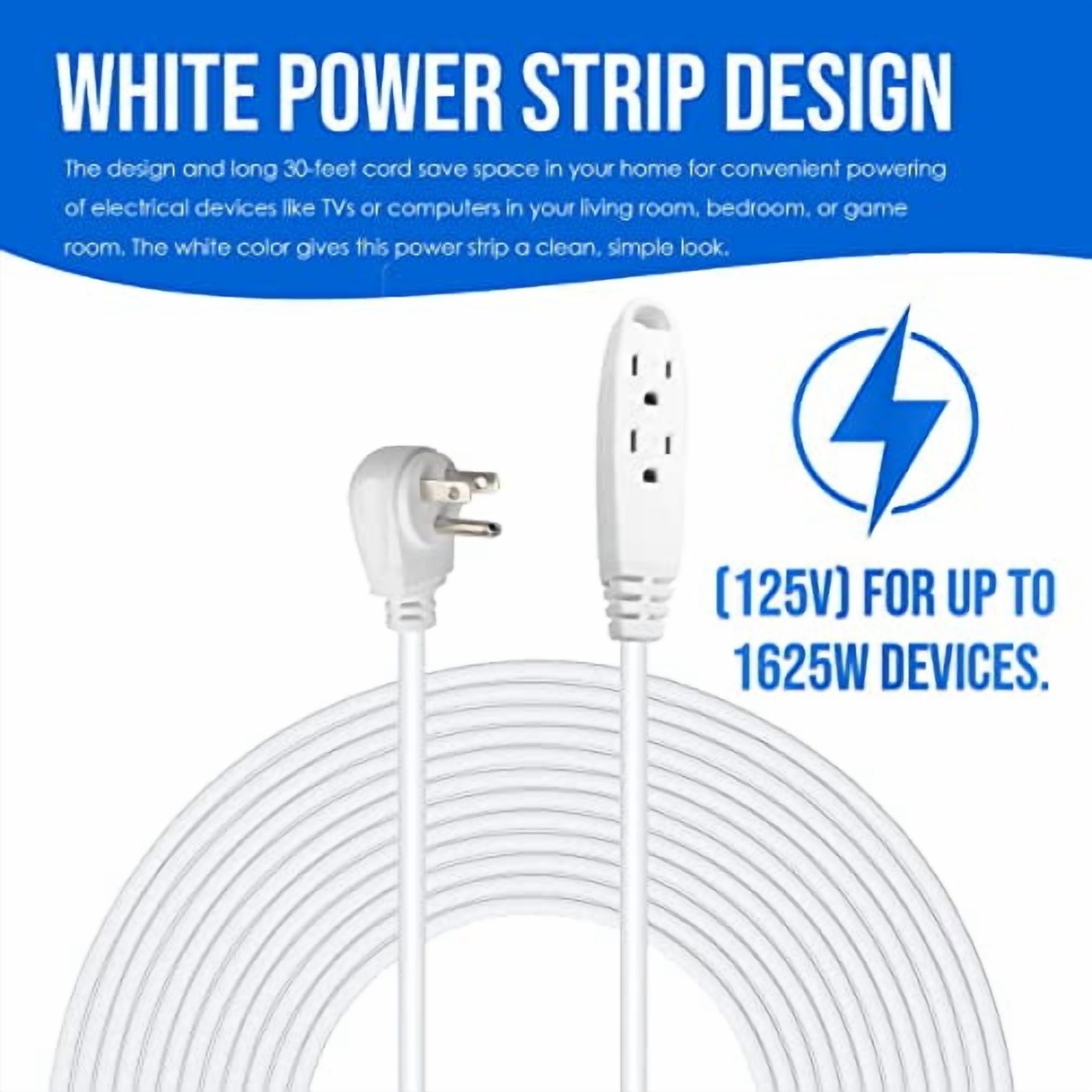 SureSave Extension Cord, 30 Feet | Heavy-Duty White Extension Cord 3 ...