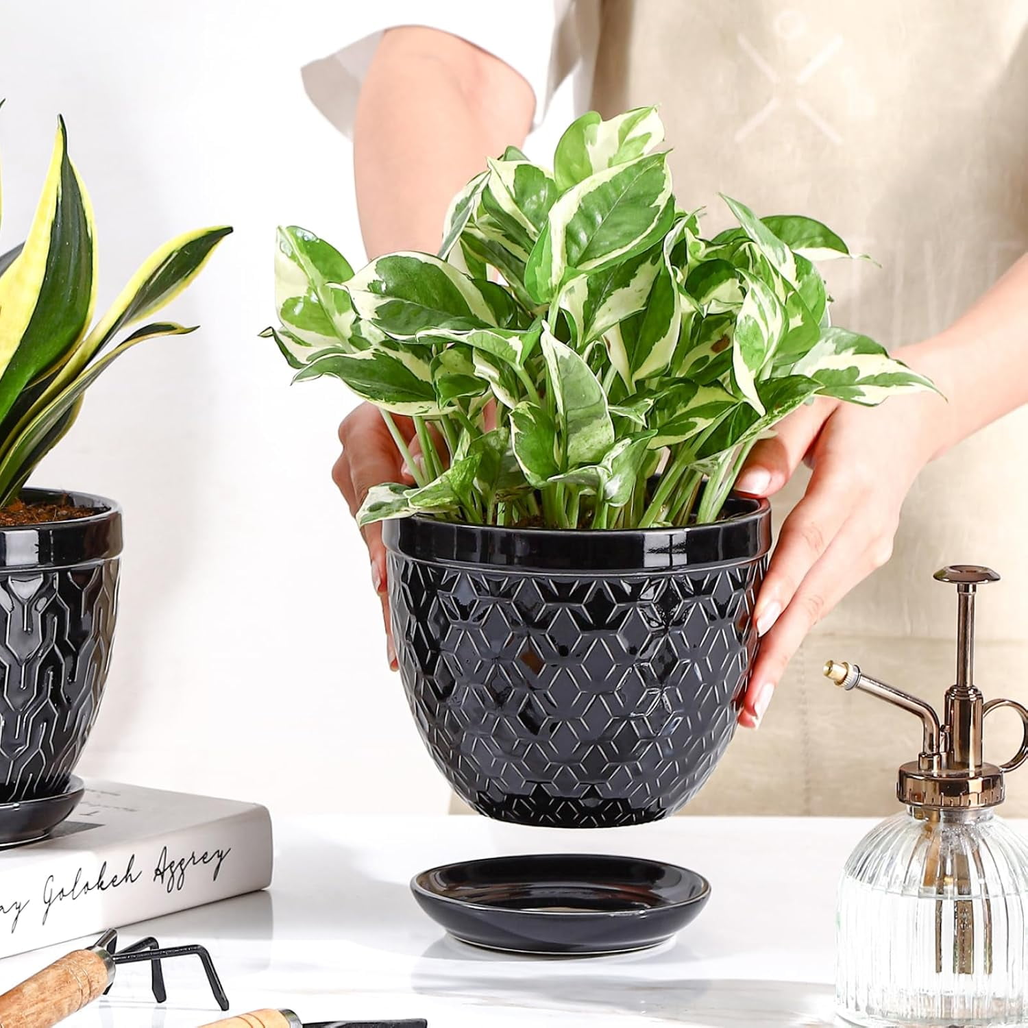 Sureasy Ceramic Indoor Plant Pots - 5.6 Inch Flower Pots for Plants ...