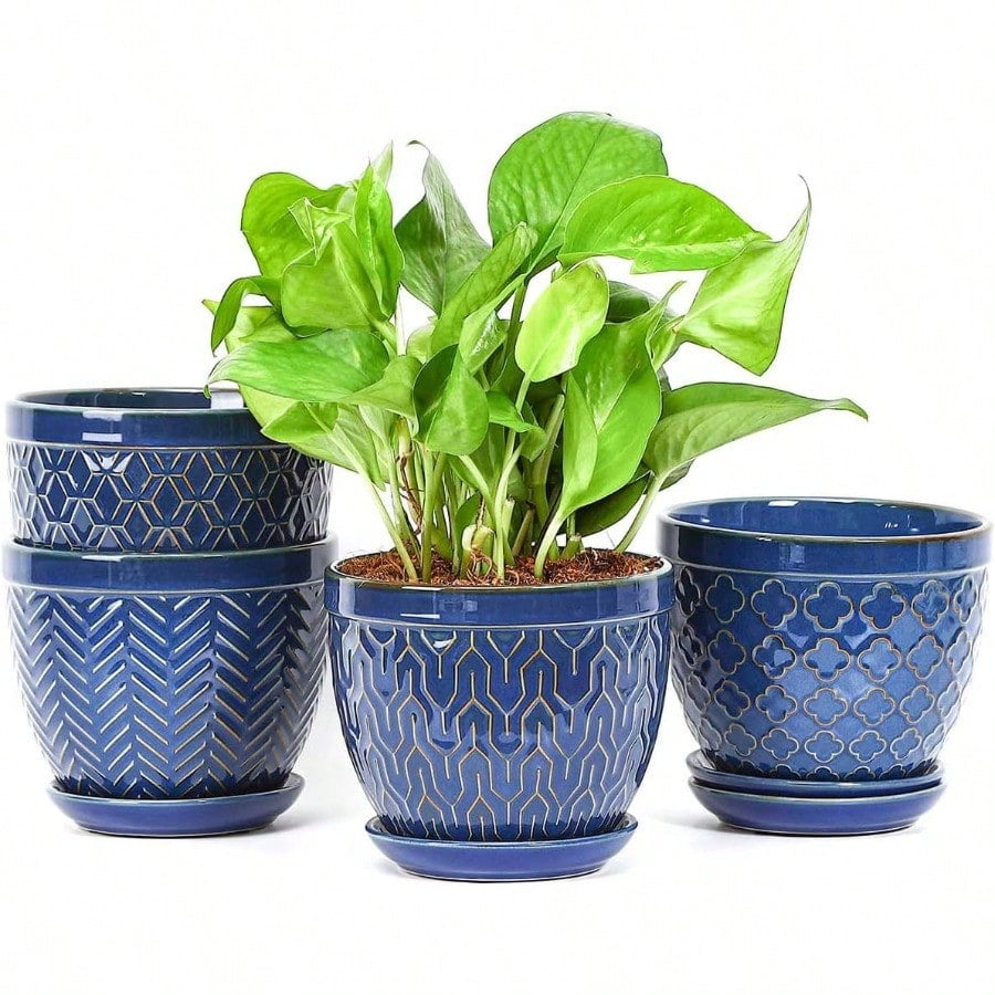 Sureasy Ceramic Indoor Plant Pots 5.6 Inch Flower Pots For Plants With ...