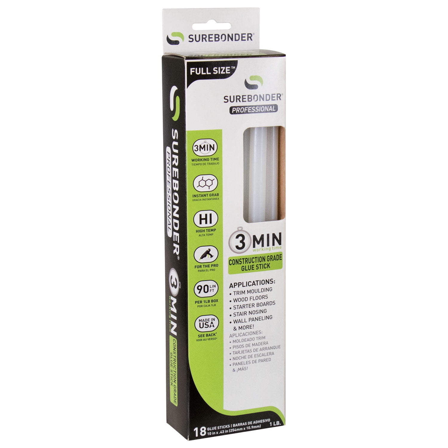 Surebonder Professional Full-Size Hot Melt Glue Sticks - Fast Grip, 3 ...