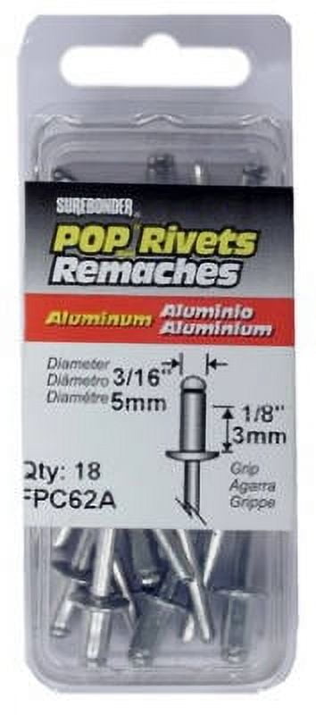 Surebonder 18 Pack Short Aluminum Rivet 3/16" Diameter, Each - Walmart.com