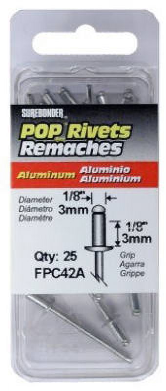 Surebonder 25 Pack Short Aluminum Rivet 1/8" Diameter, Each - Walmart.com