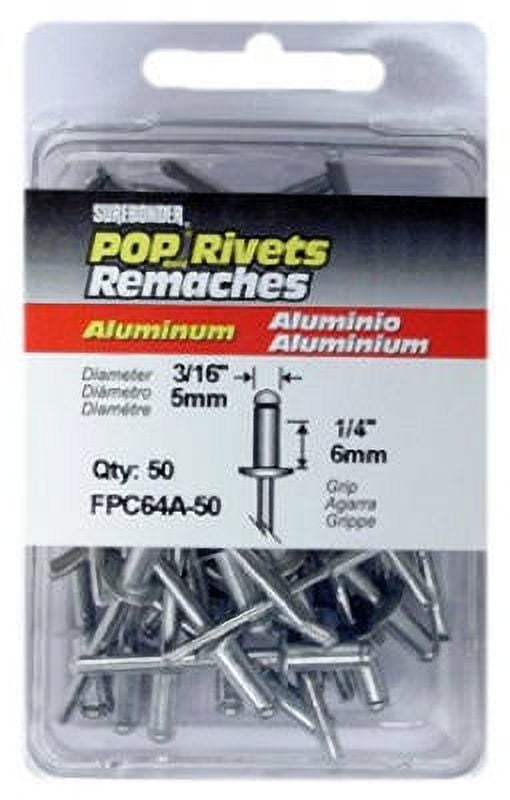 Surebonder 50 Pack Medium Aluminum Rivet 3/16" Diameter, Each - Walmart.com