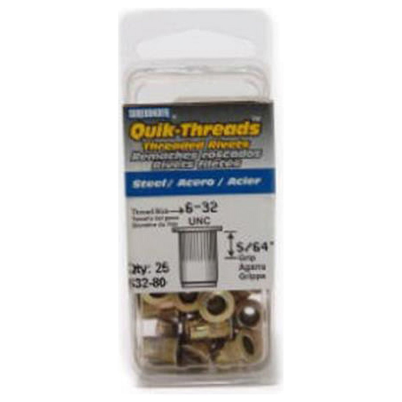 Surebonder Threaded Inserts Steel Rivets Gold 25 pk - Walmart.com