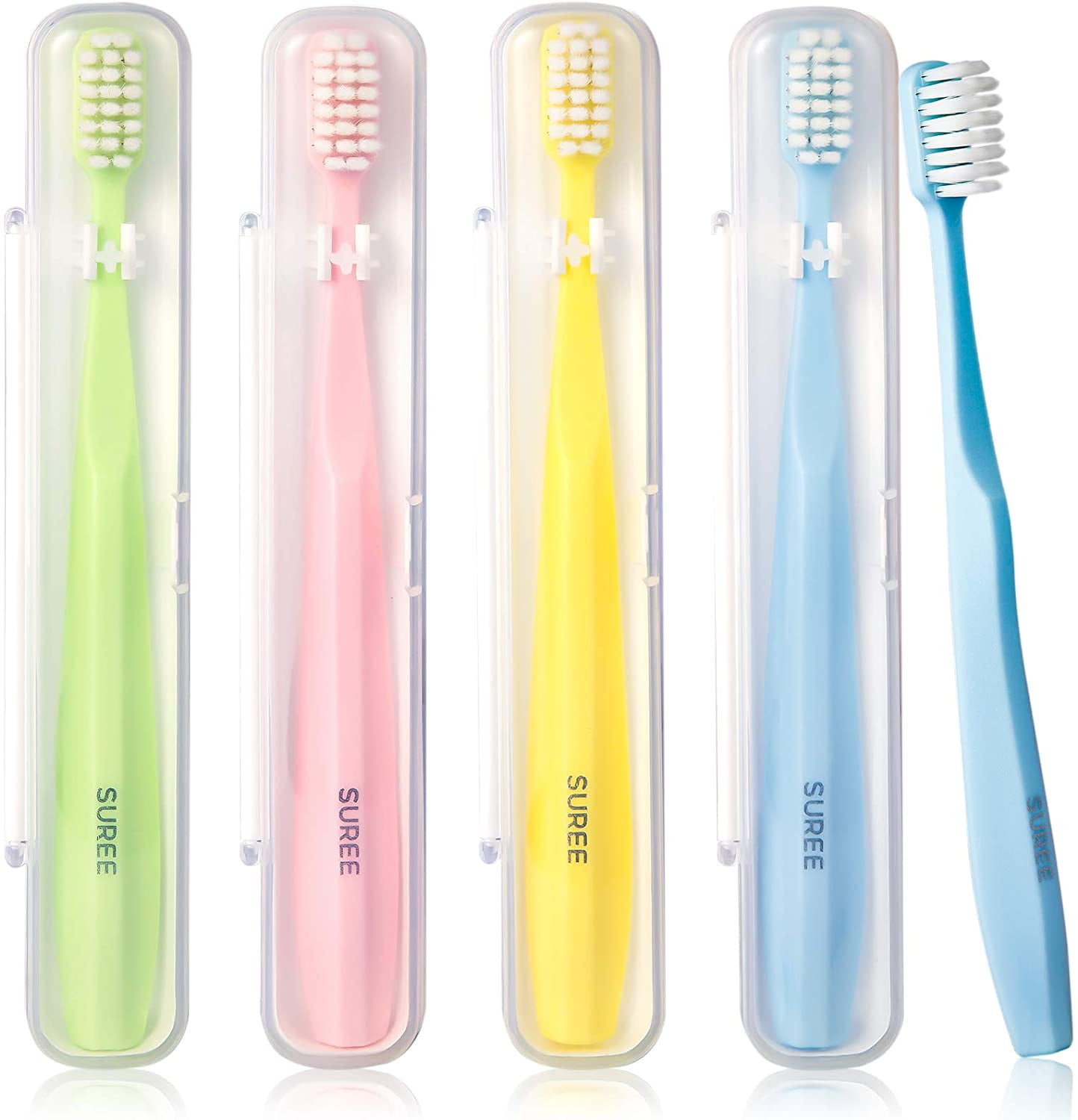 Suree Extra Soft Toothbrush Pack (4), 10000 Micro Nano Bristles, for ...
